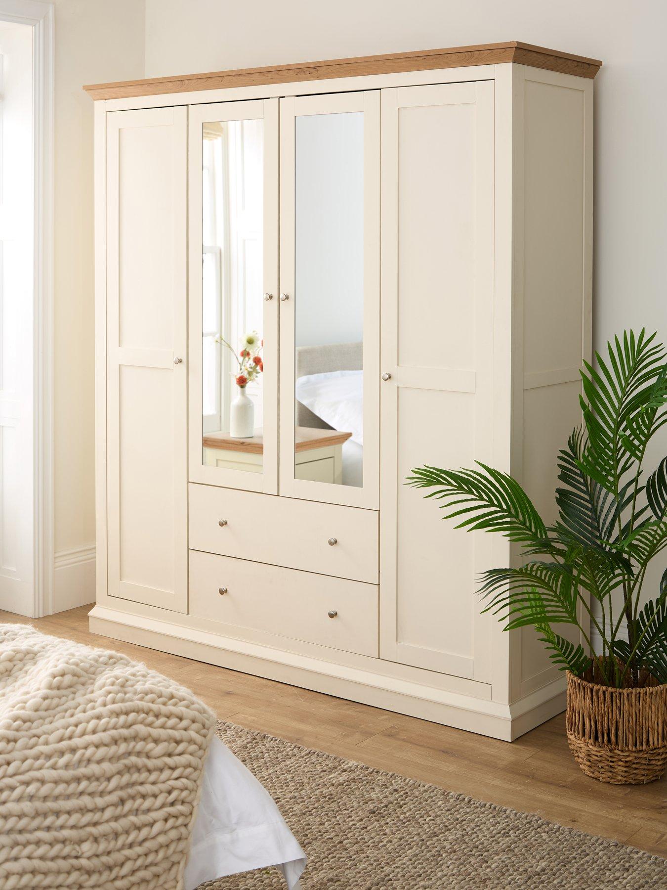 Very Home Hanna 4 Door, 2 Drawer Mirrored Combi Wardrobe | Very