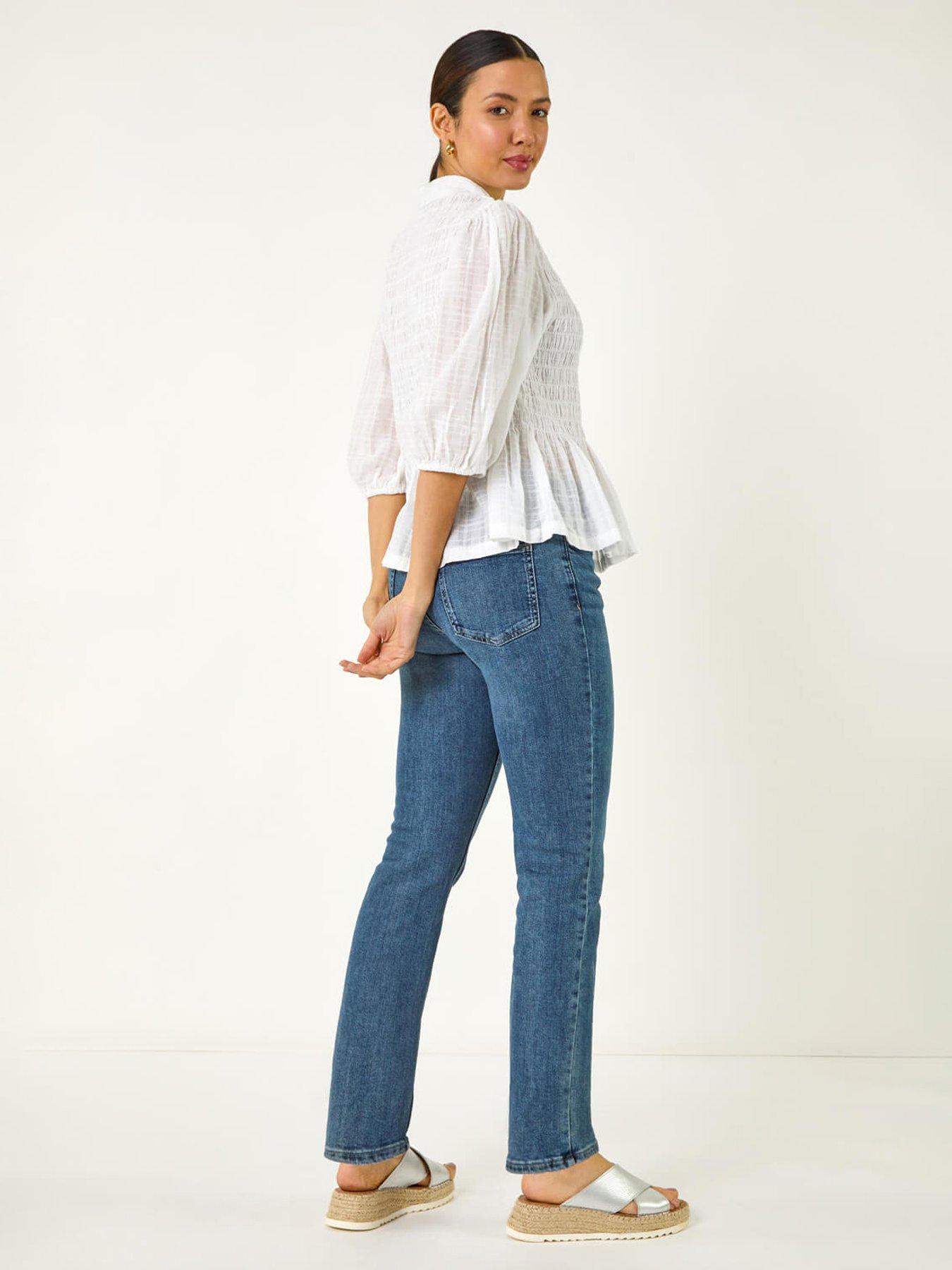 Roman Collar Shirred Button Blouse - Ivory | Very