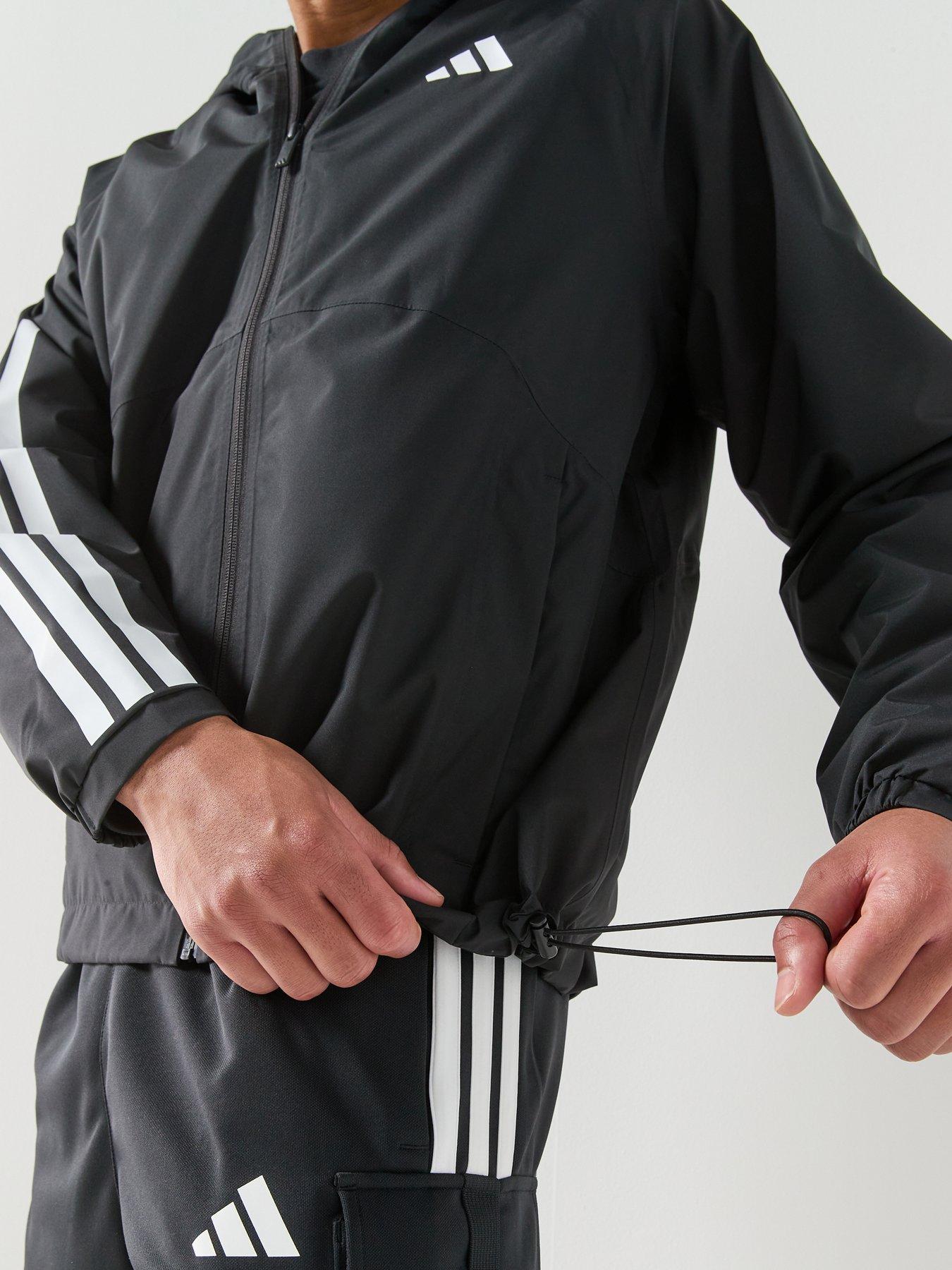 adidas Sportswear Men's Essentials Climaproof 3 Stripes Jacket - Black ...