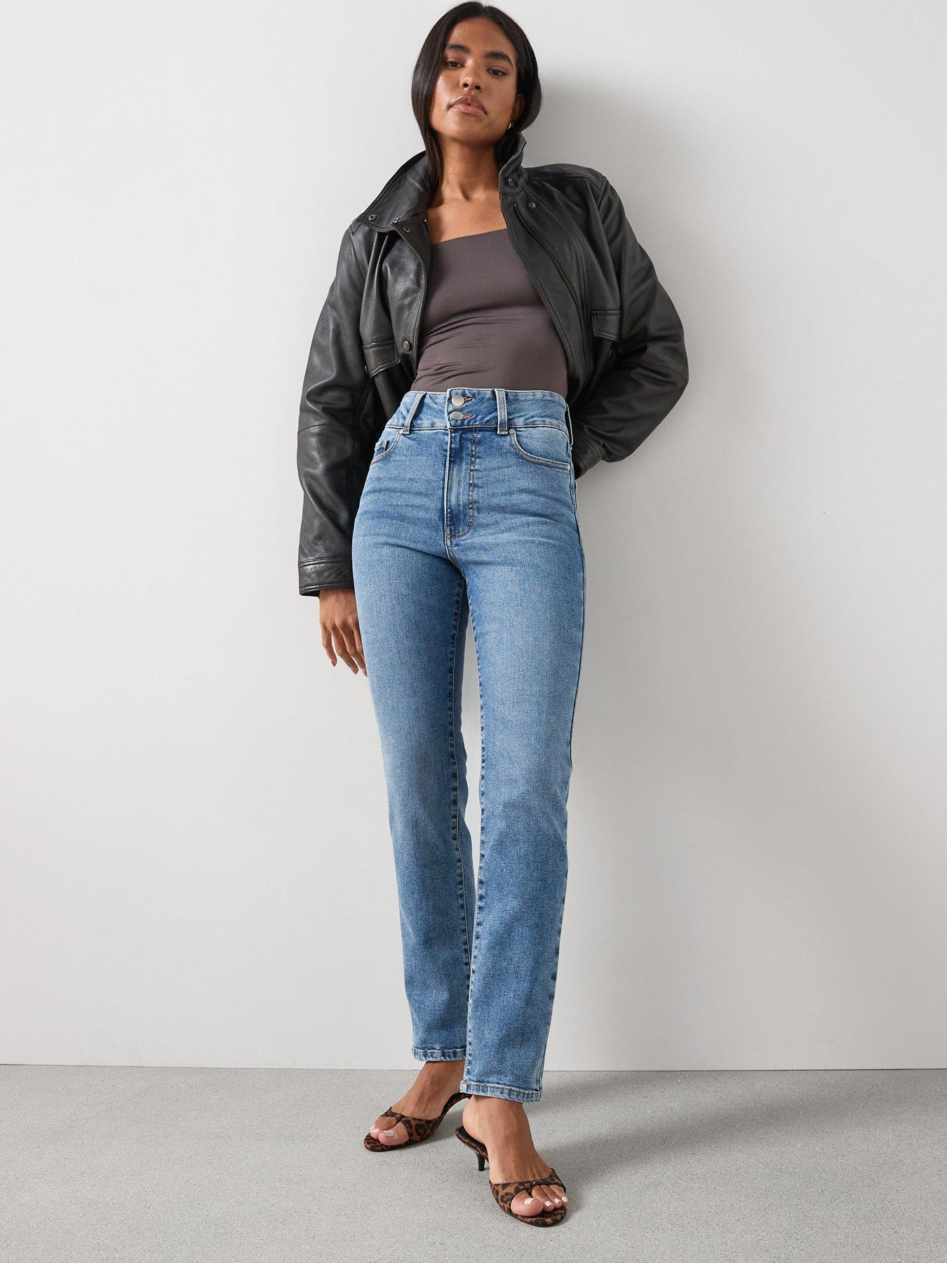The Very Collection Shaping Straight Fit Jeans - Mid Wash | Very