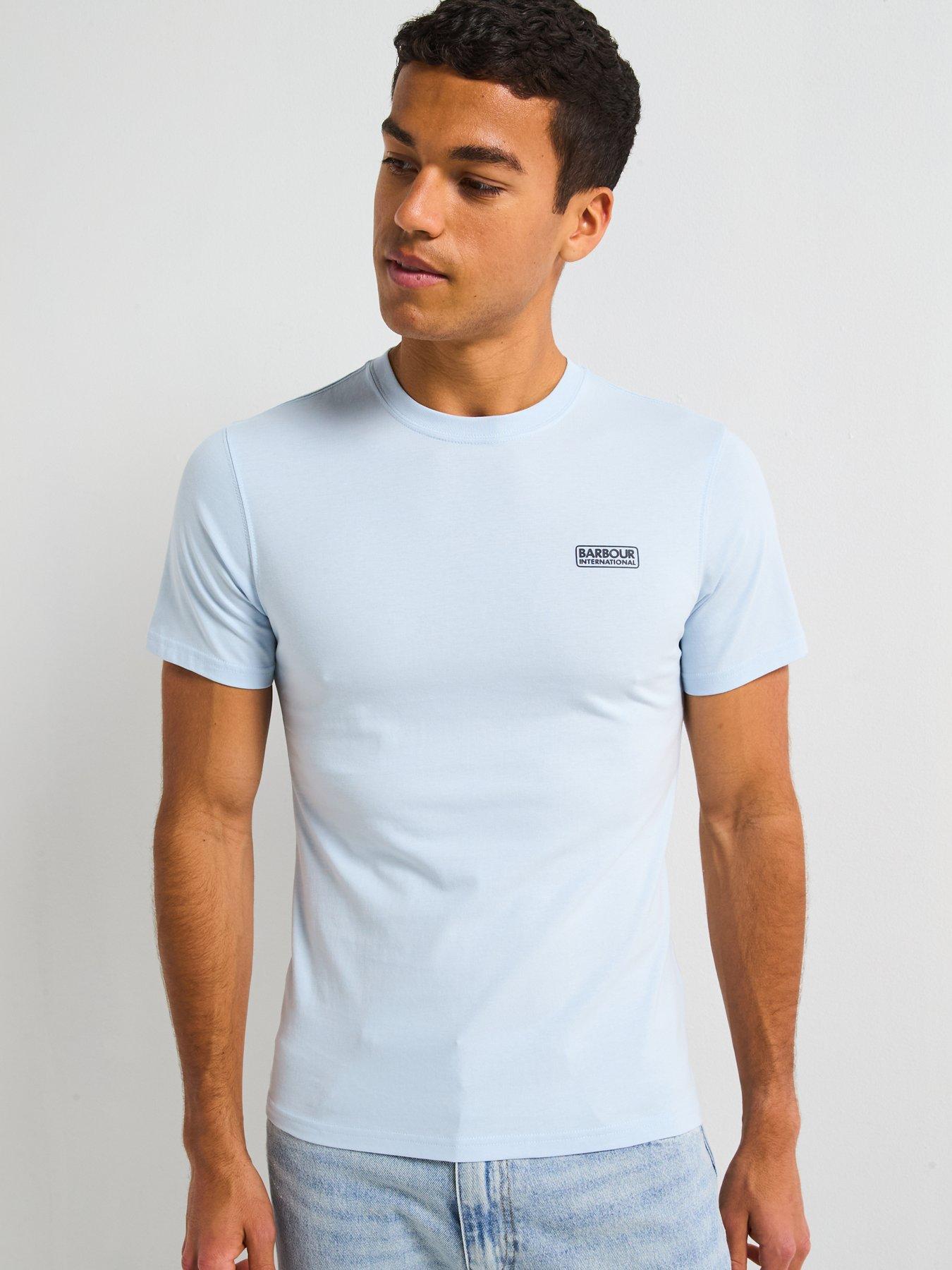 Barbour International Small Logo Slim Short Sleeve T-Shirt - Light Blue ...