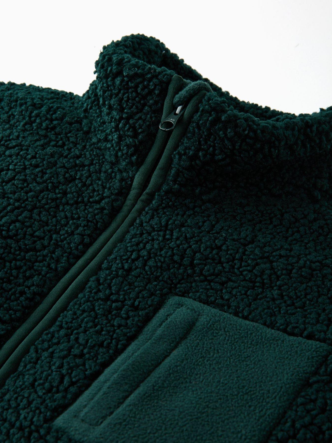 The Very Collection Boys Borg Pocket Detail Zip Up Jacket - Green | Very