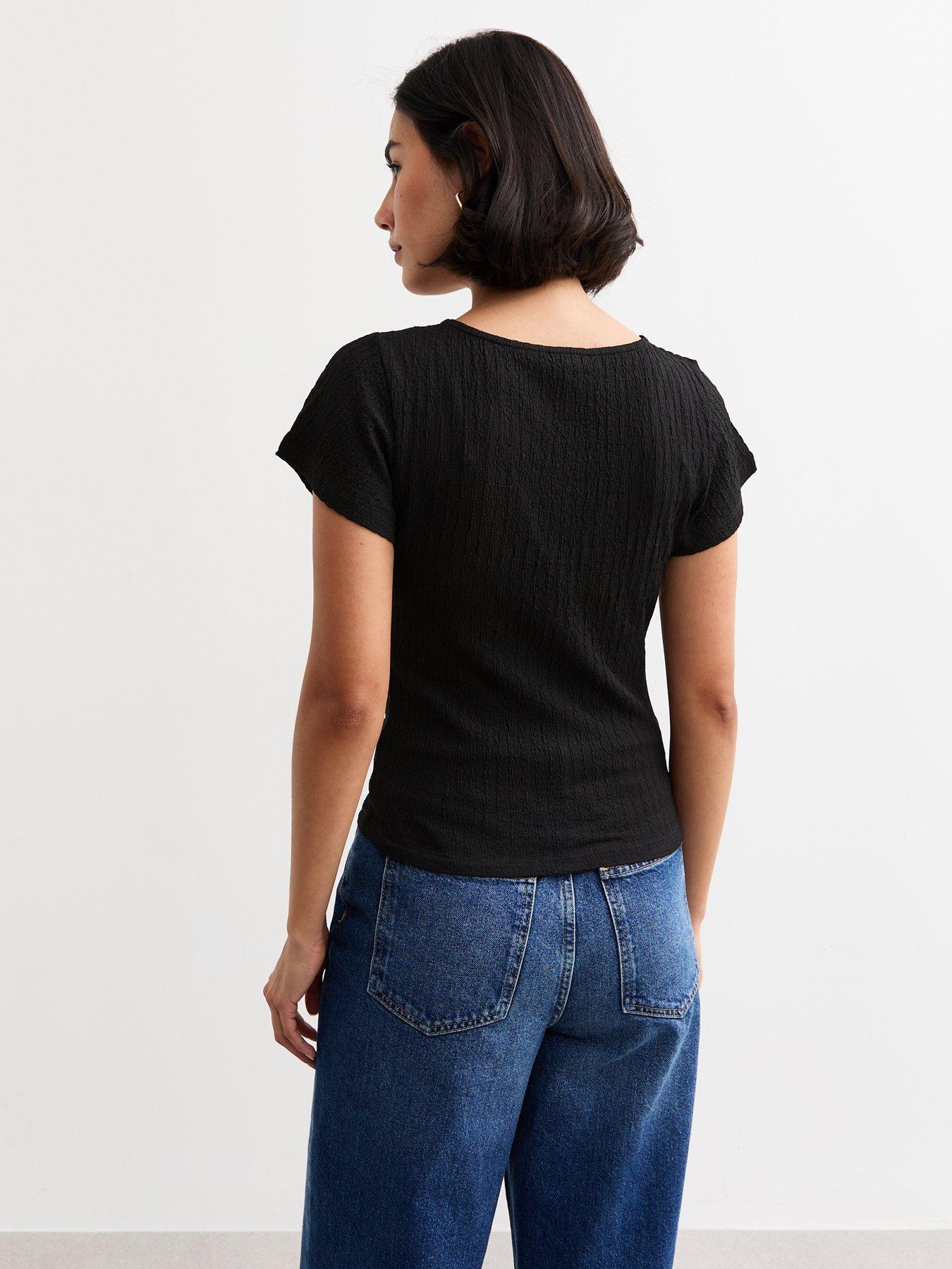New Look Ruched Crinkled Top - Black | Very