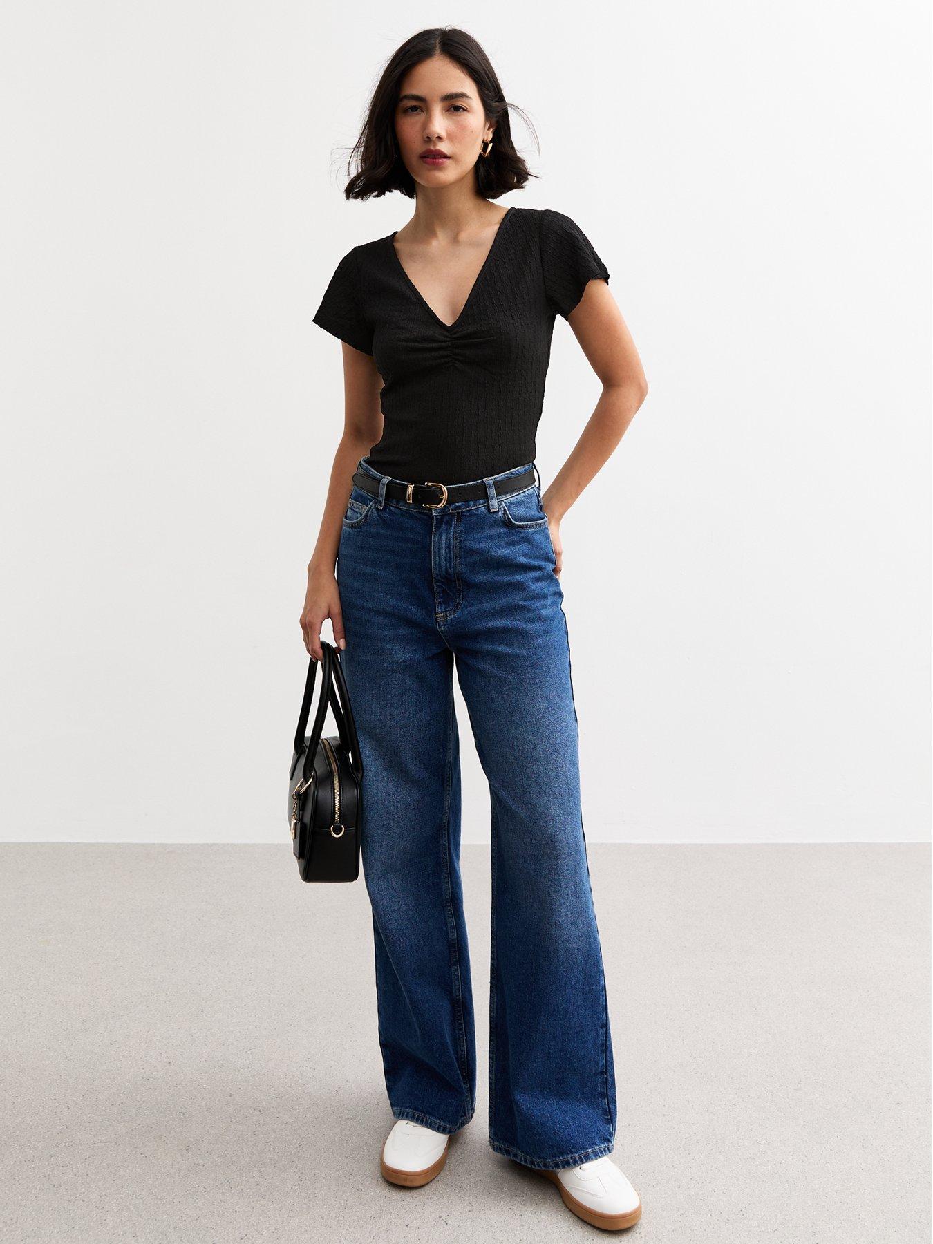 New Look Ruched Crinkled Top - Black | Very