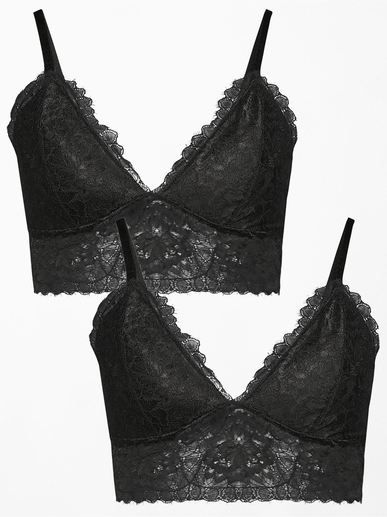 The Very Collection 2 Pack Lace Bralettes - Black | Very