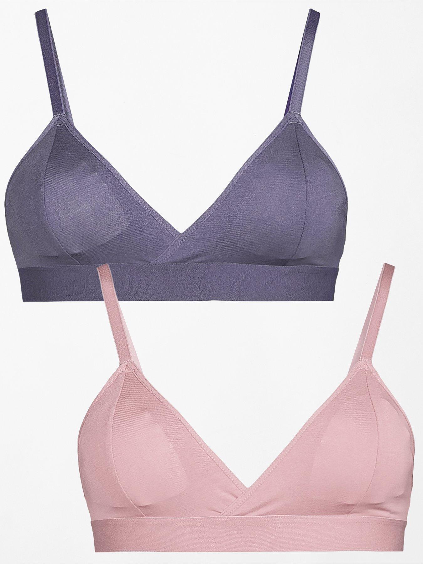 The Very Collection 2 Pack Cotton Triangle Bralettes - Pink | Very