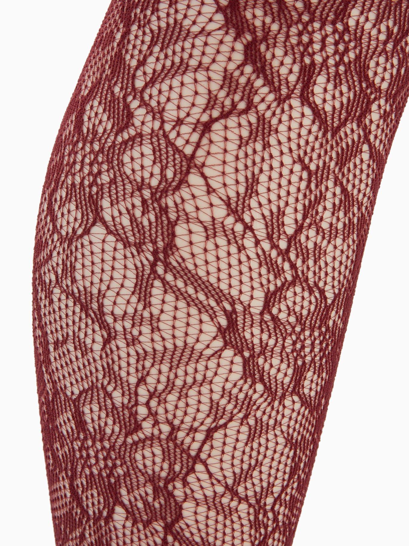 V by Very Burgundy Lace Floral Tights - Red | Very
