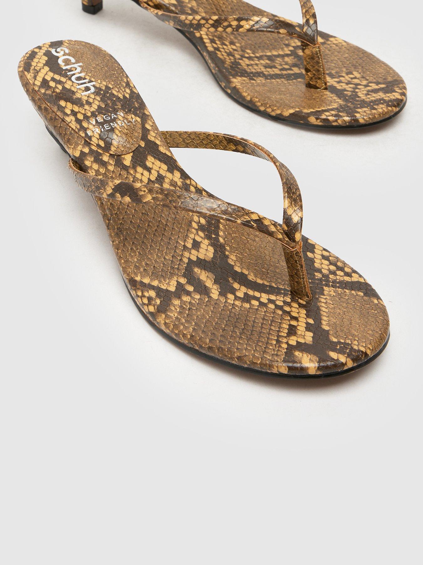 Schuh Sunnie Toe Post Kitten Heel Sandals - Snakeskin | Very