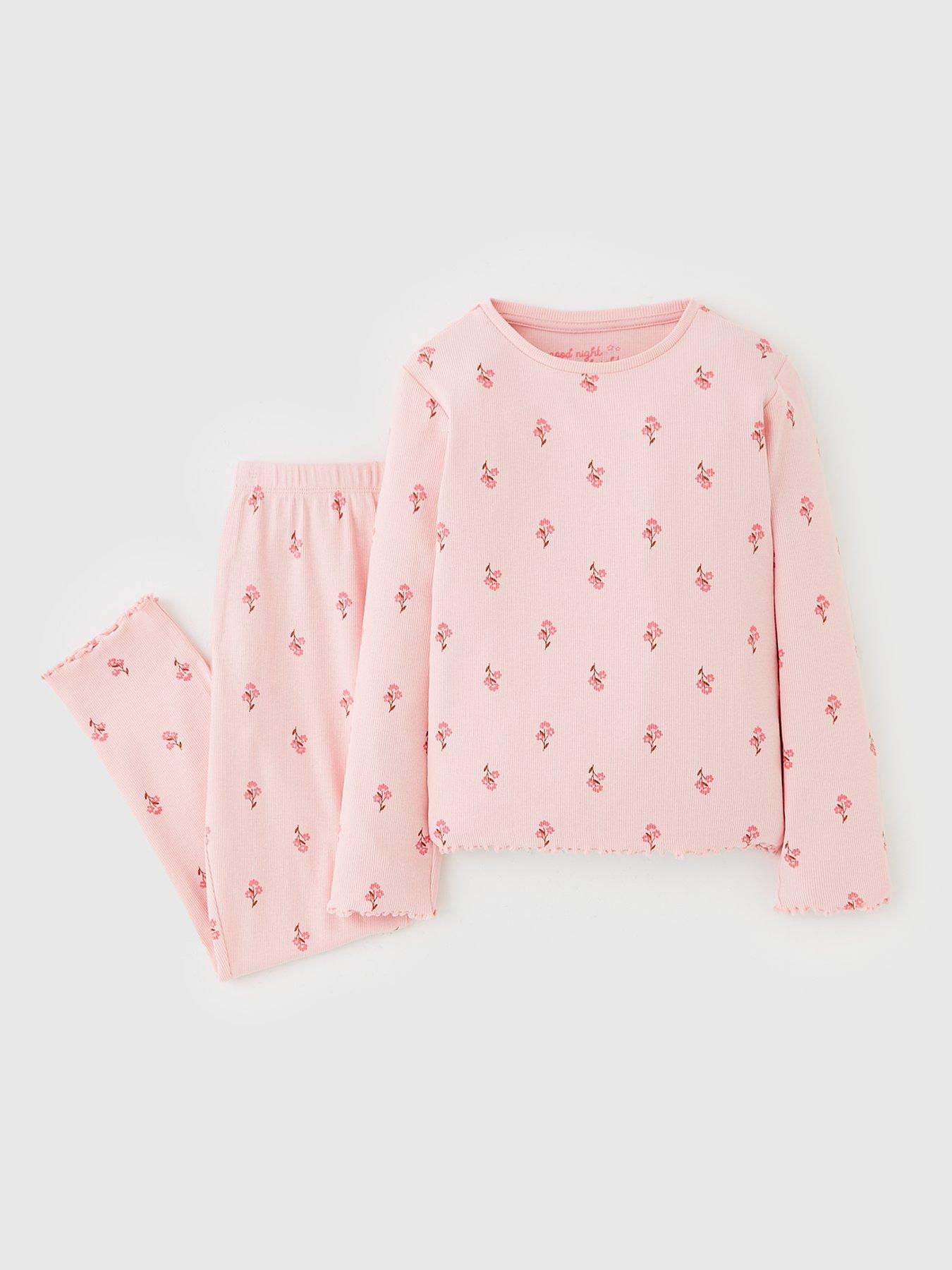 Mini V by Very Girls 3 Pack Floral Rib Pyjama Set - Print | Very