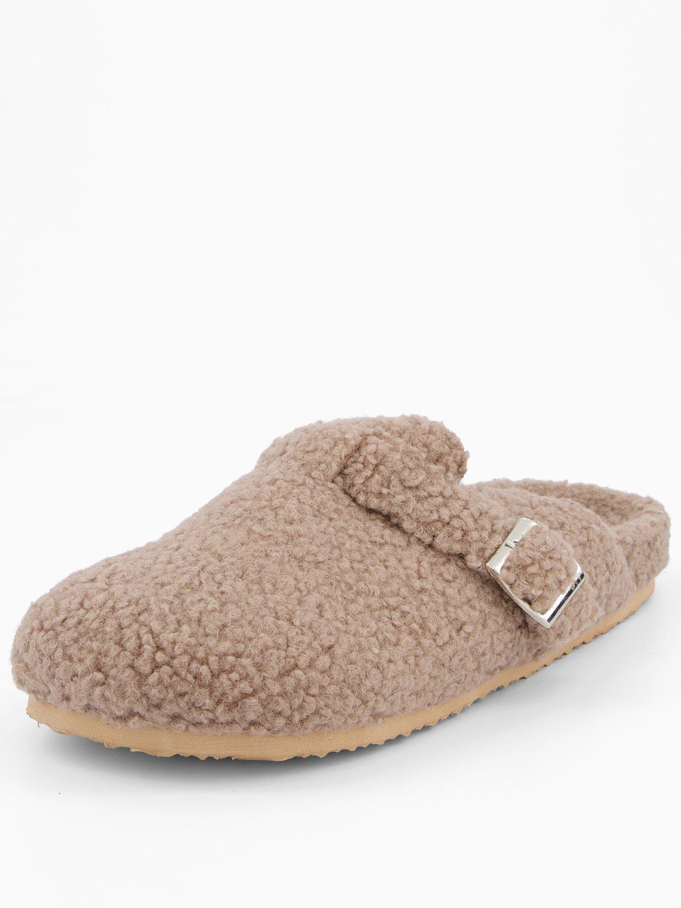 The Very Collection Faux Fur Lined Clog Slipper - Cream | Very