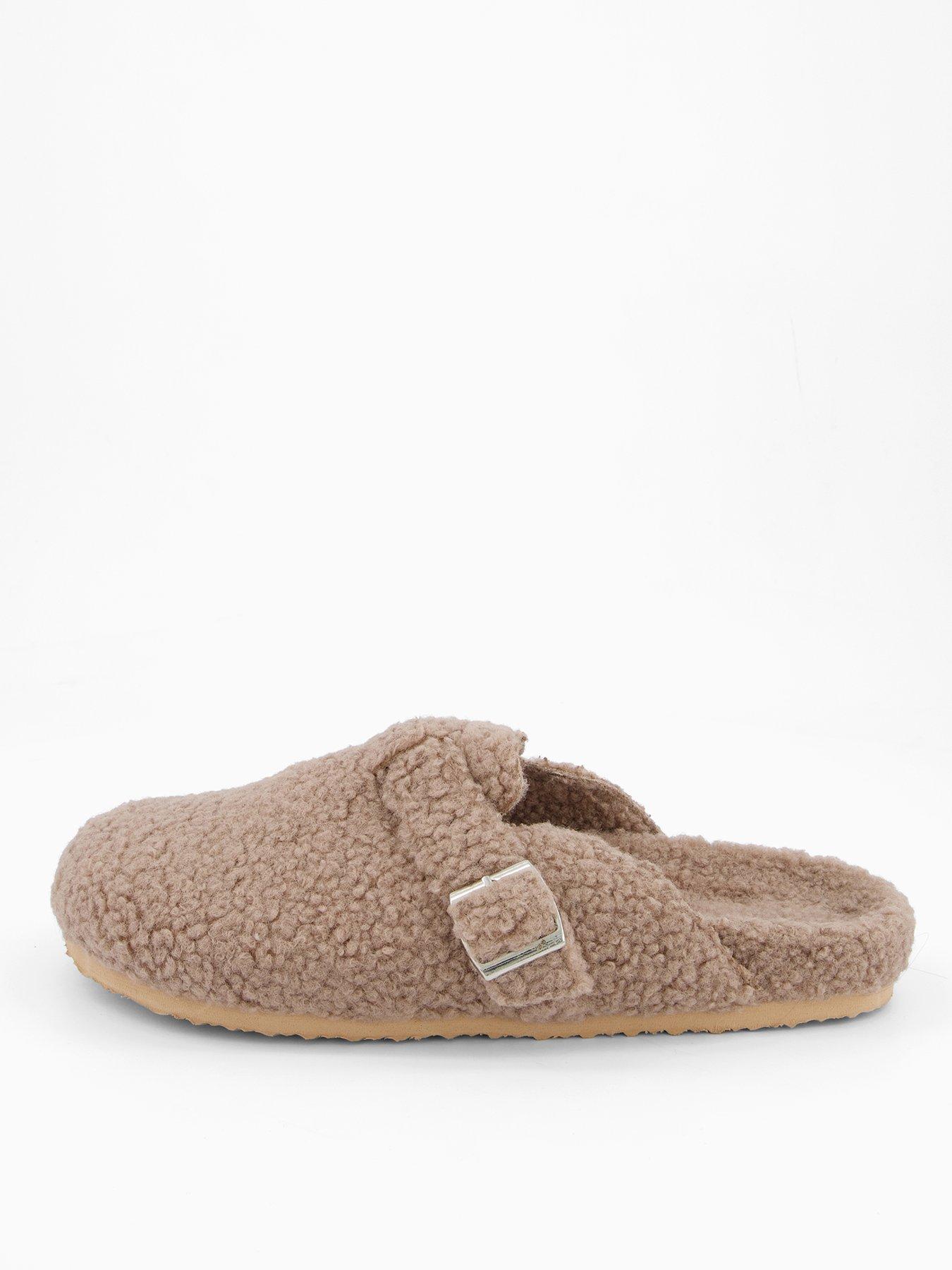 The Very Collection Faux Fur Lined Clog Slipper - Cream | Very