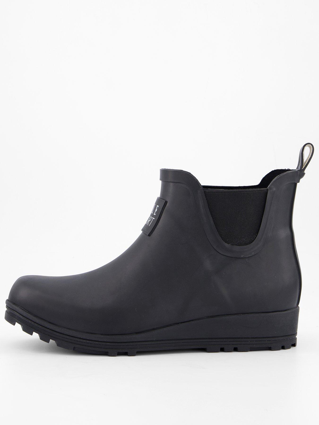 Elle Sport Wedge Ankle Wellington Boot - Black | Very
