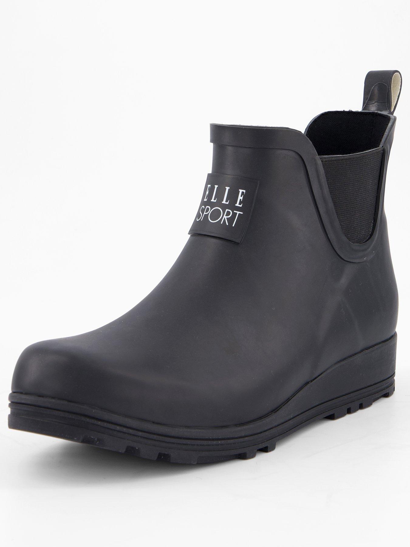 Elle Sport Wedge Ankle Wellington Boot - Black | Very