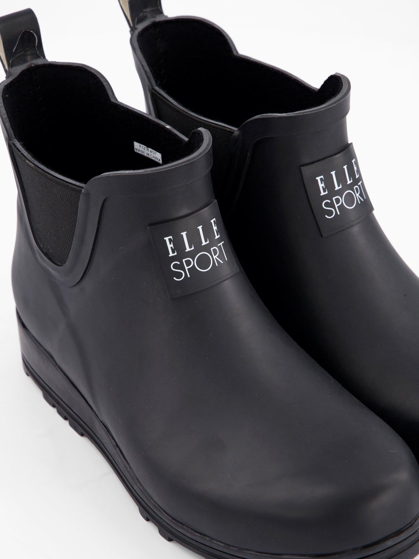 Elle Sport Wedge Ankle Wellington Boot - Black | Very