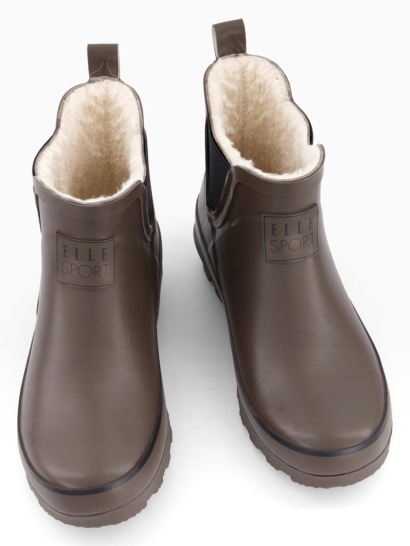 Elle Sport Ankle Wellington Boot With Borg Lining - Brown | Very