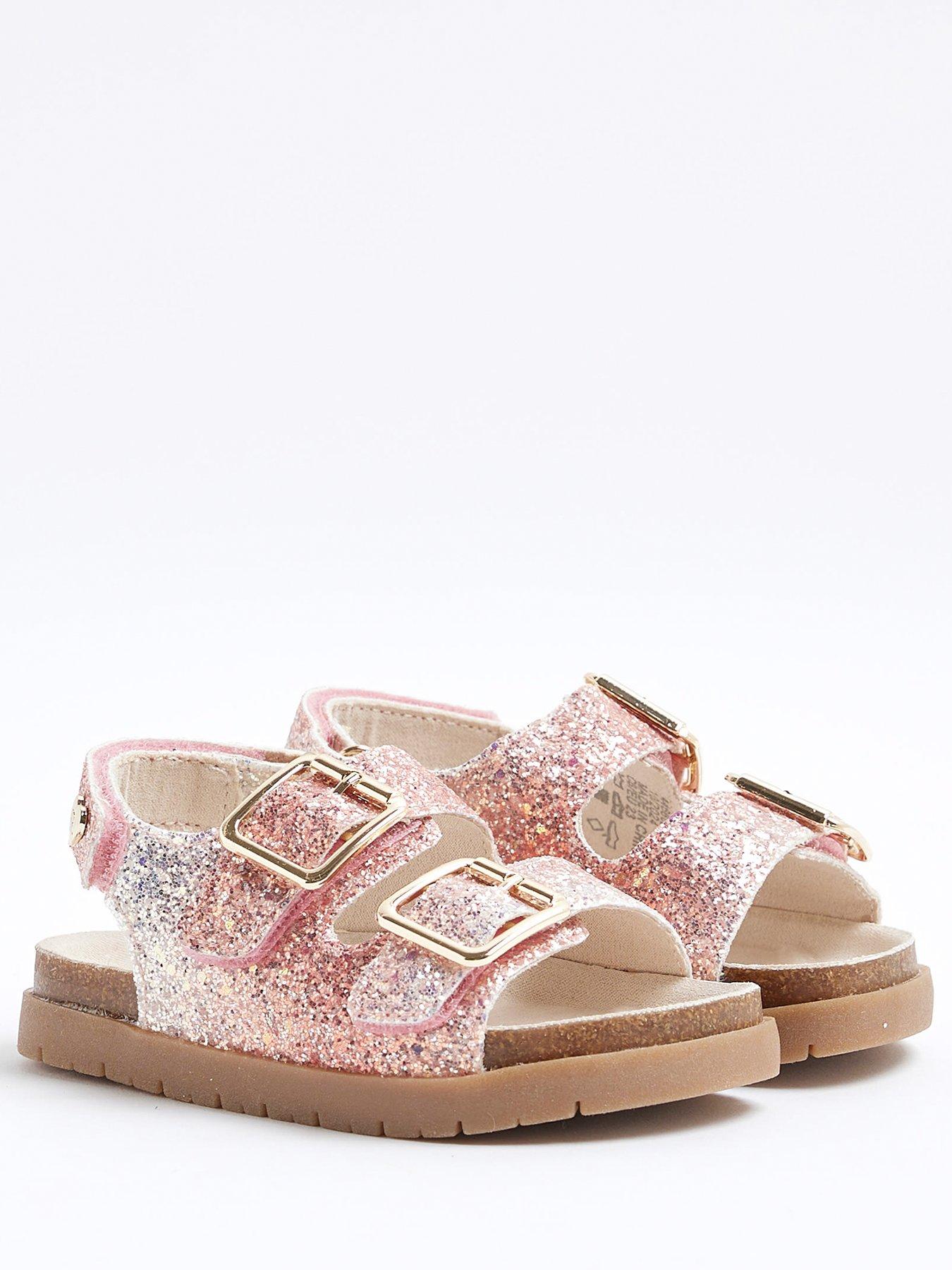 River Island Mini Girls Glitter Ombre Footbed Sandals - Pink | Very