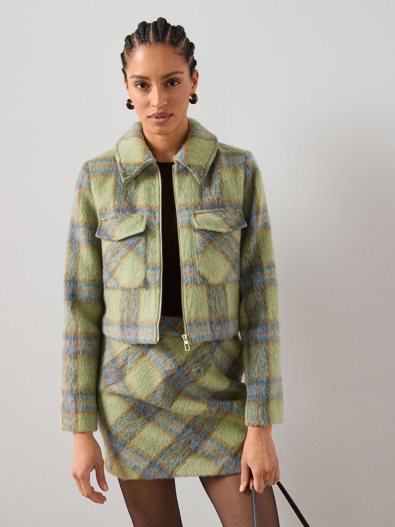 The Very Collection Check Collared Jacket - Green | Very