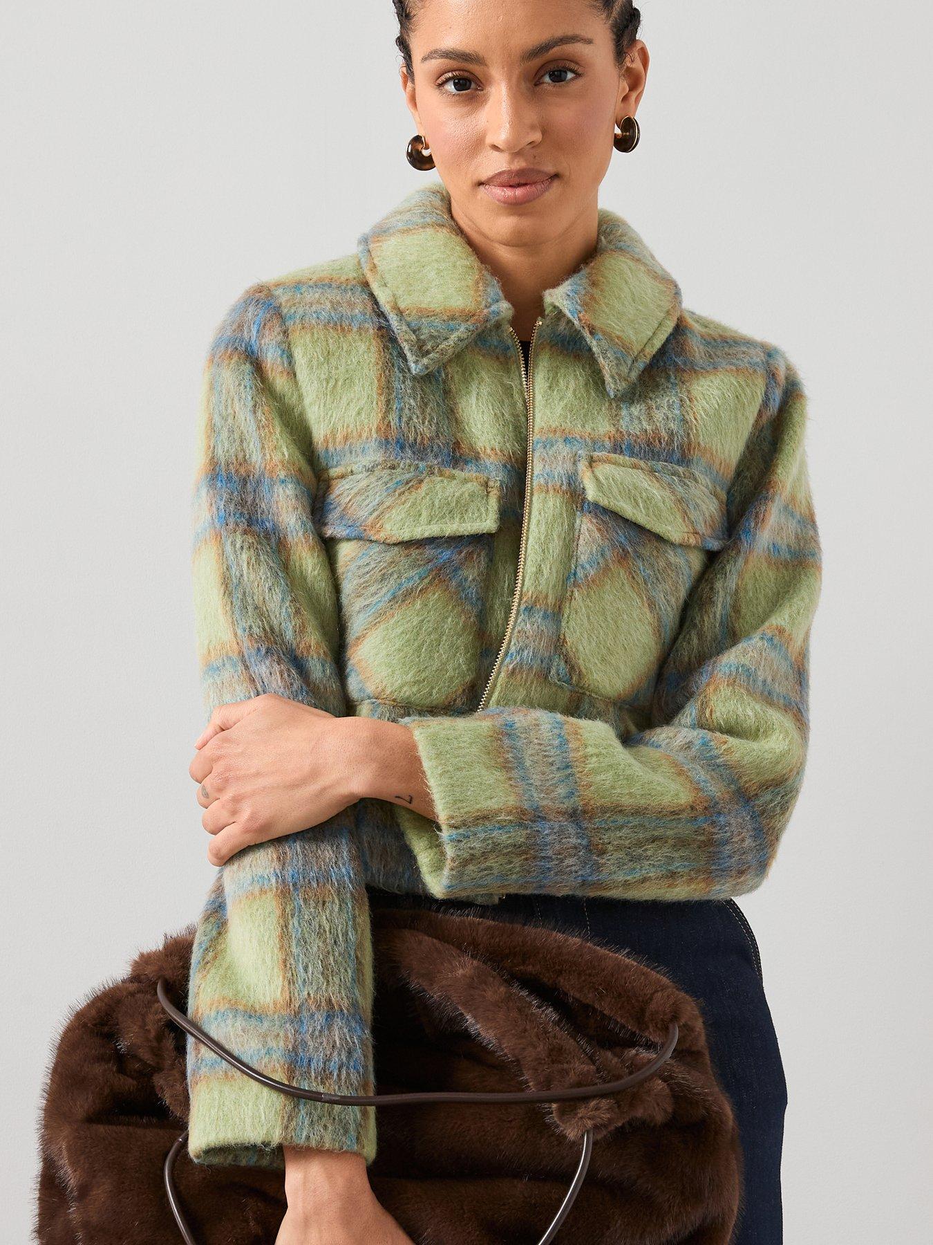 The Very Collection Check Collared Jacket - Green | Very