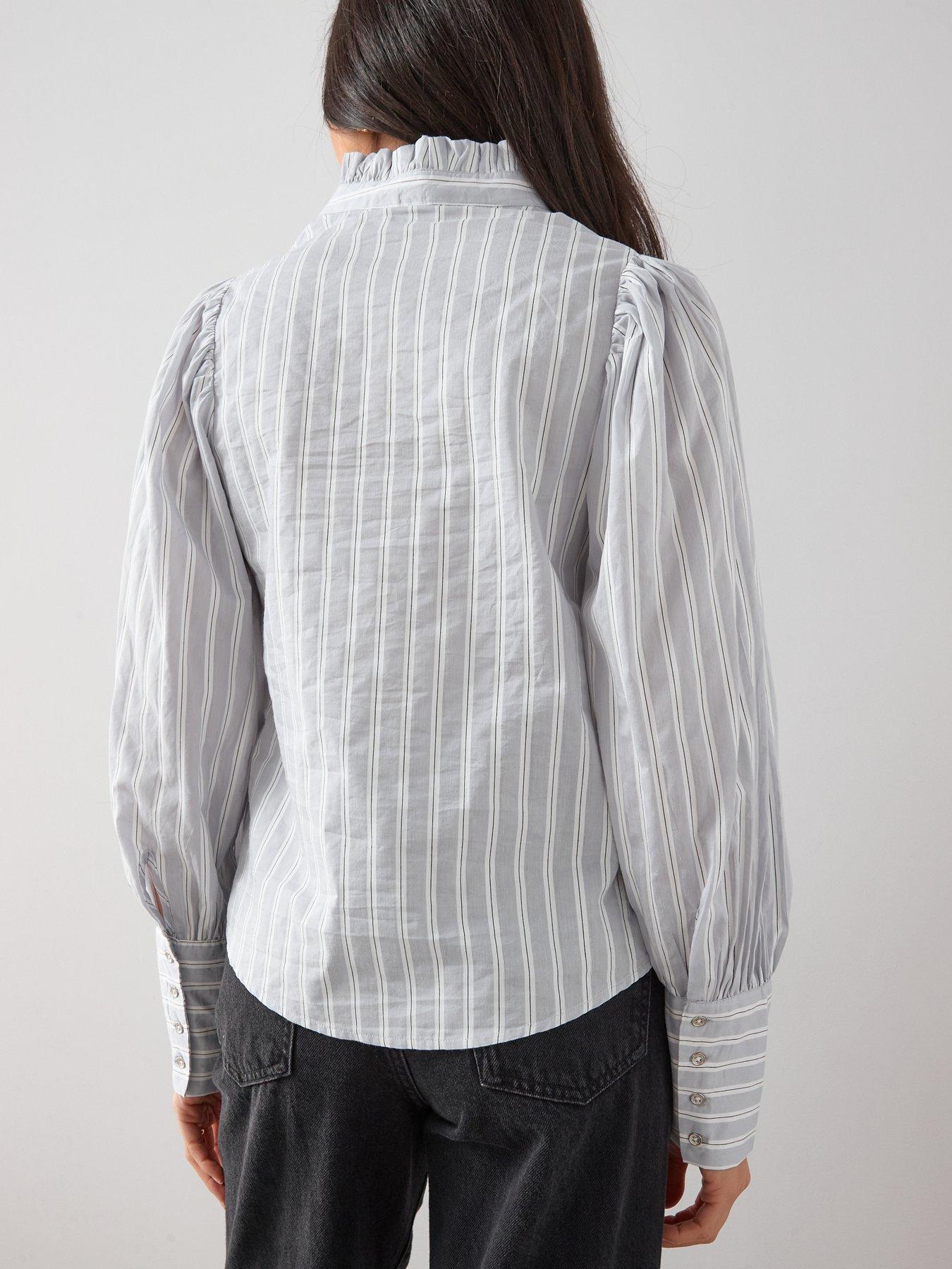 The Very Collection Stripe High Neck Frill Detail Shirt | Very