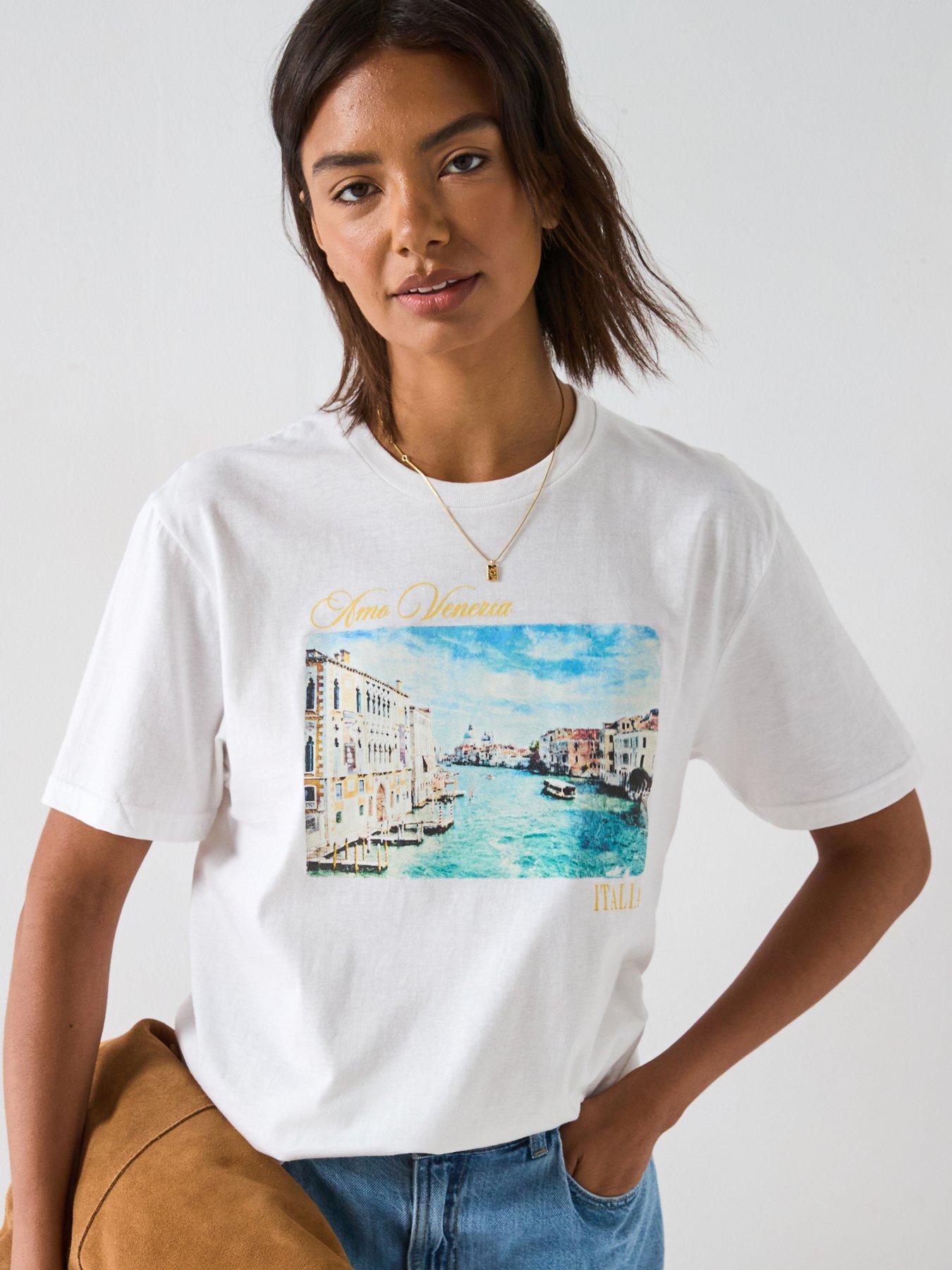 V by Very Oversized Postcard Tee - White | Very