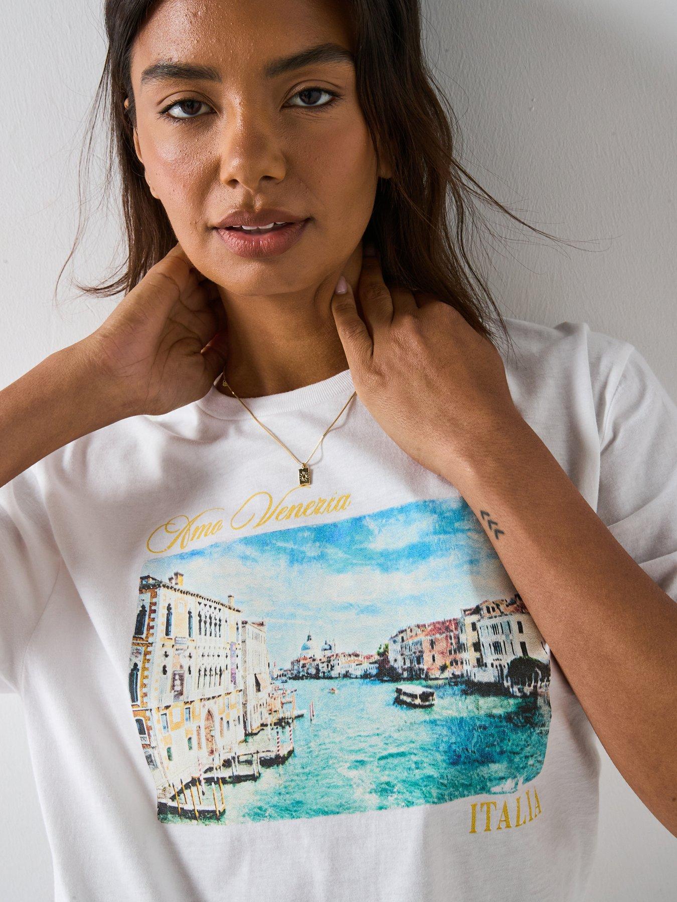 V by Very Oversized Postcard Tee - White | Very
