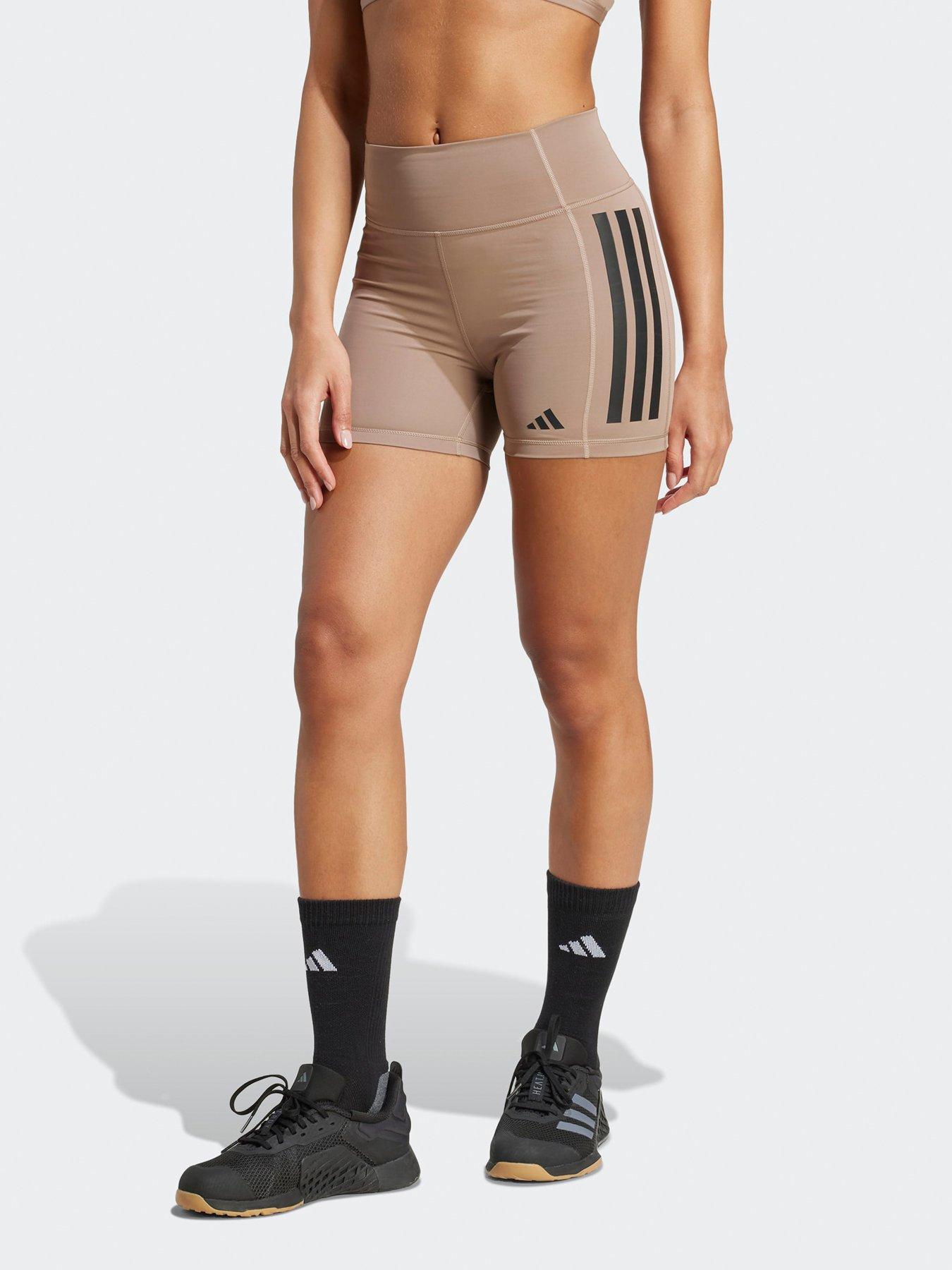 adidas Womens Training Optime 3 Stripe 5Inch Bike Shorts - Brown | Very