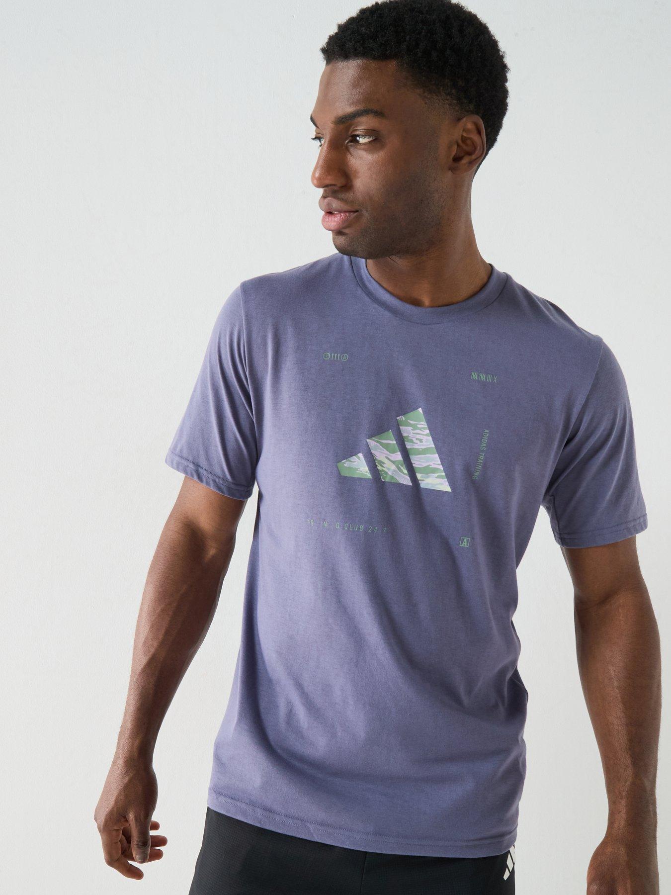 adidas Mens Training Box Logo T-Shirt - Blue | Very