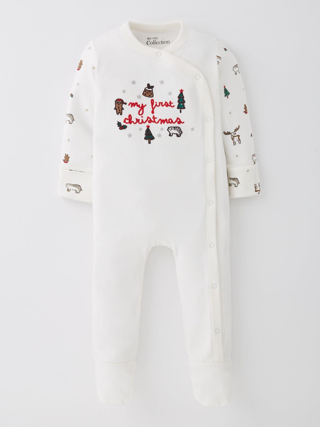 The Very Collection Unisex My First Christmas Sleepsuit - Cream | Very