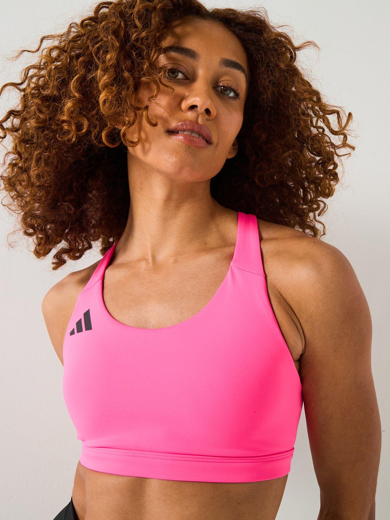 adidas Womens Running Adizero Mid Support C-D Cup Sports Bra - Pink | Very