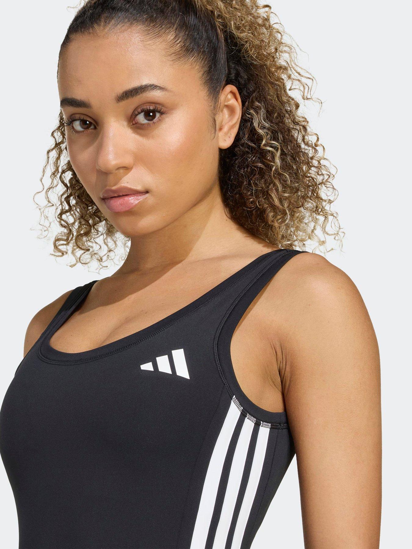 adidas Womens Training Optime 3 Stripe All In One - Black | Very
