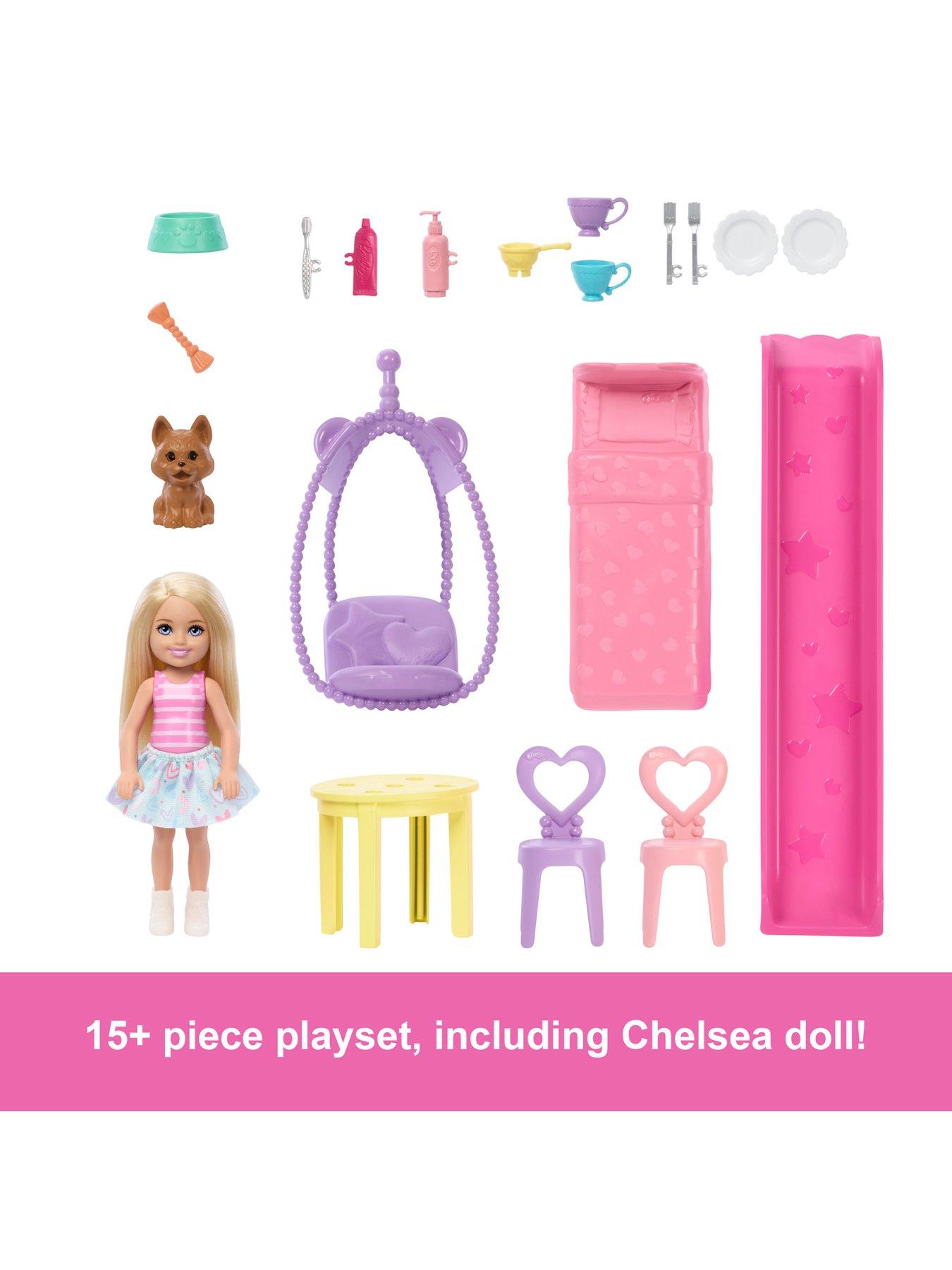 Barbie Chelsea Pop-Up Doll House with Doll & 15+ Accessories, House ...