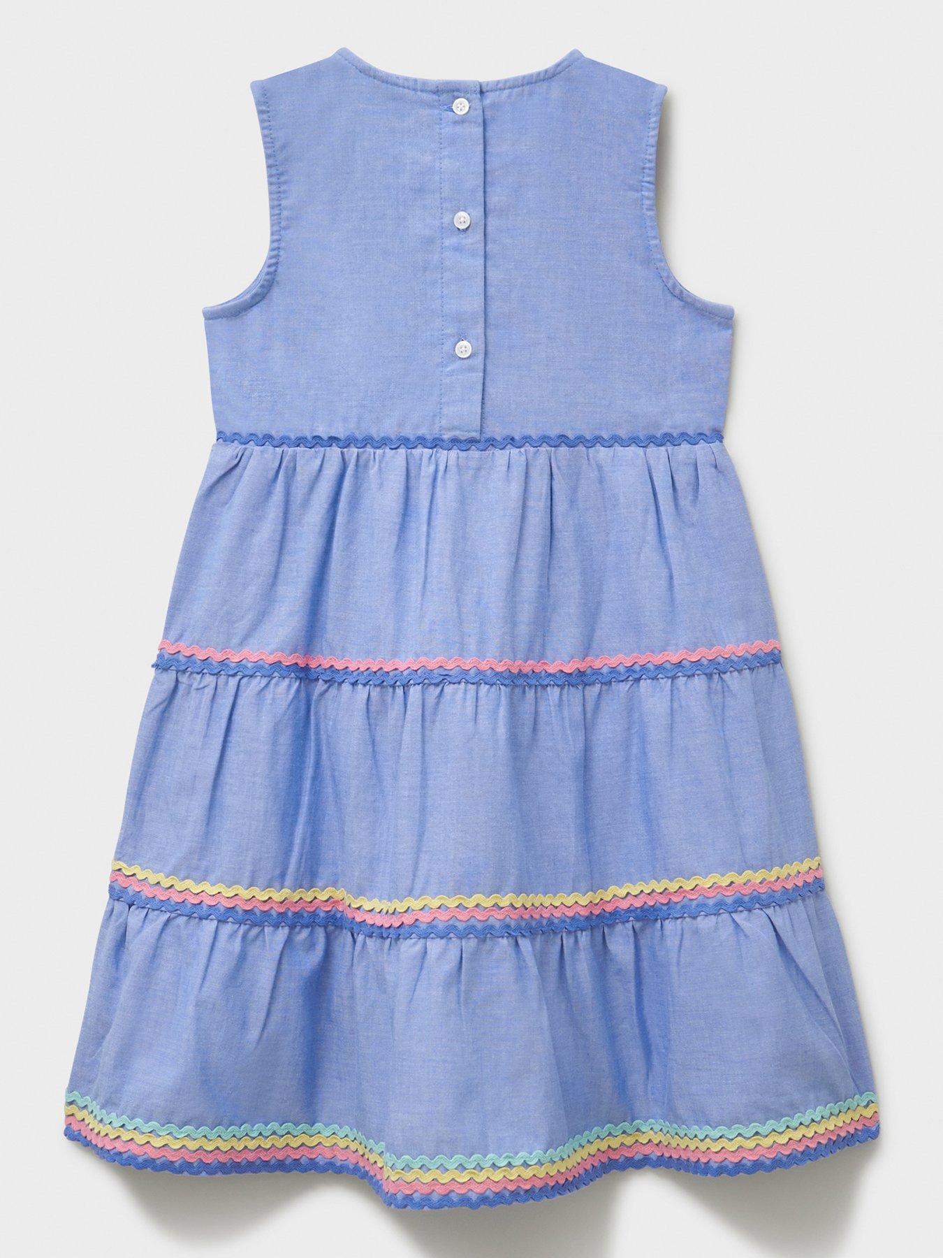 Crew Clothing Girls Cotton-chambray Ric Rac Midi Dress - Blue | Very
