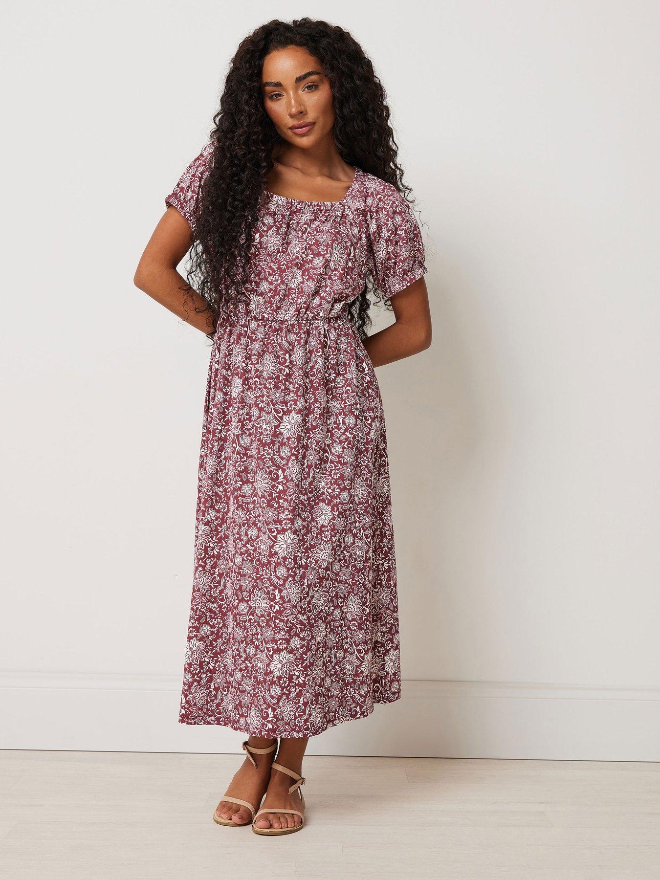 M&Co Petite Gypsy Short Sleeve Dress - Red | Very
