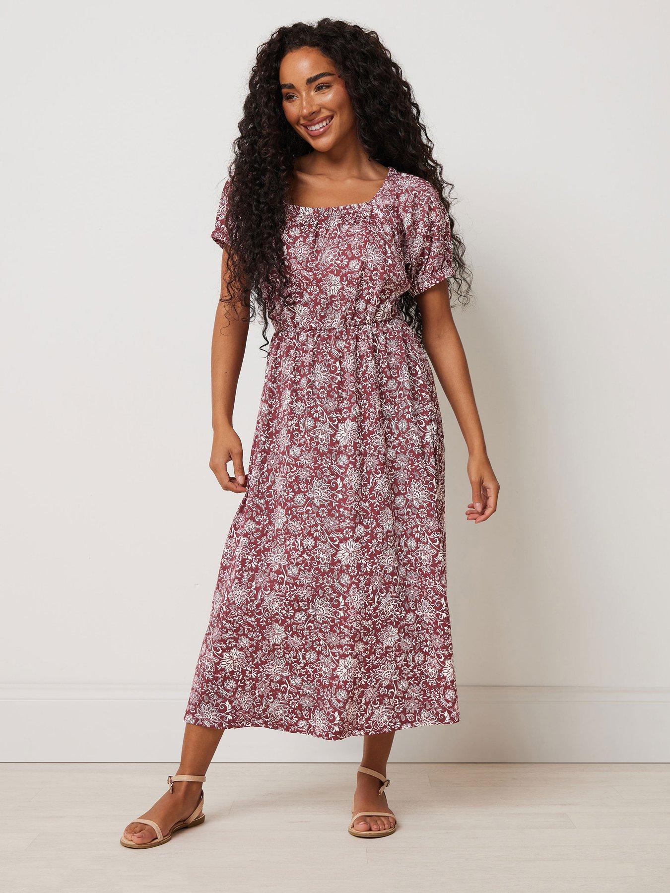 M&Co Petite Gypsy Short Sleeve Dress - Red | Very