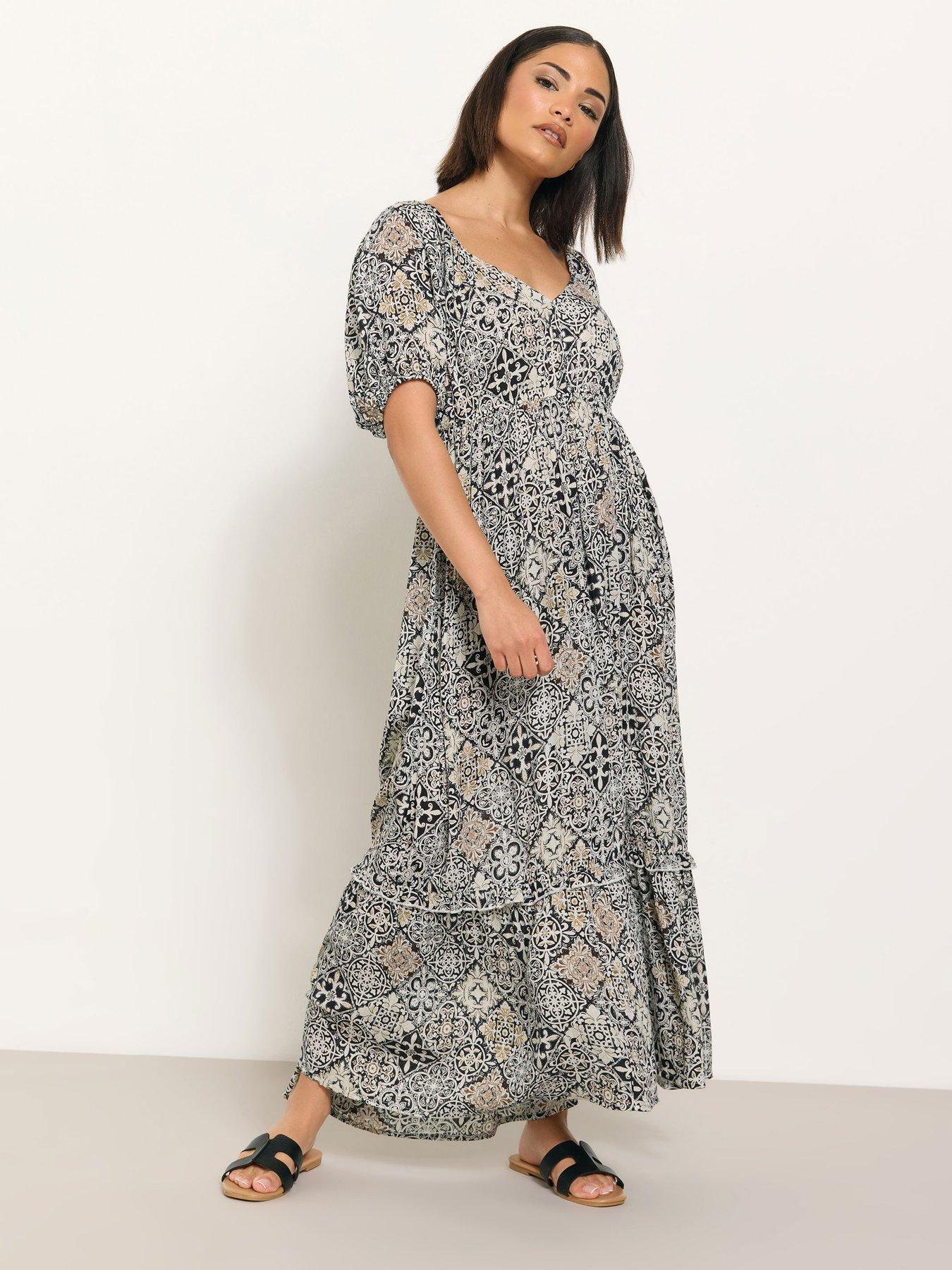 PixieGirl Petite Mono Tile Print Dress - Black | Very