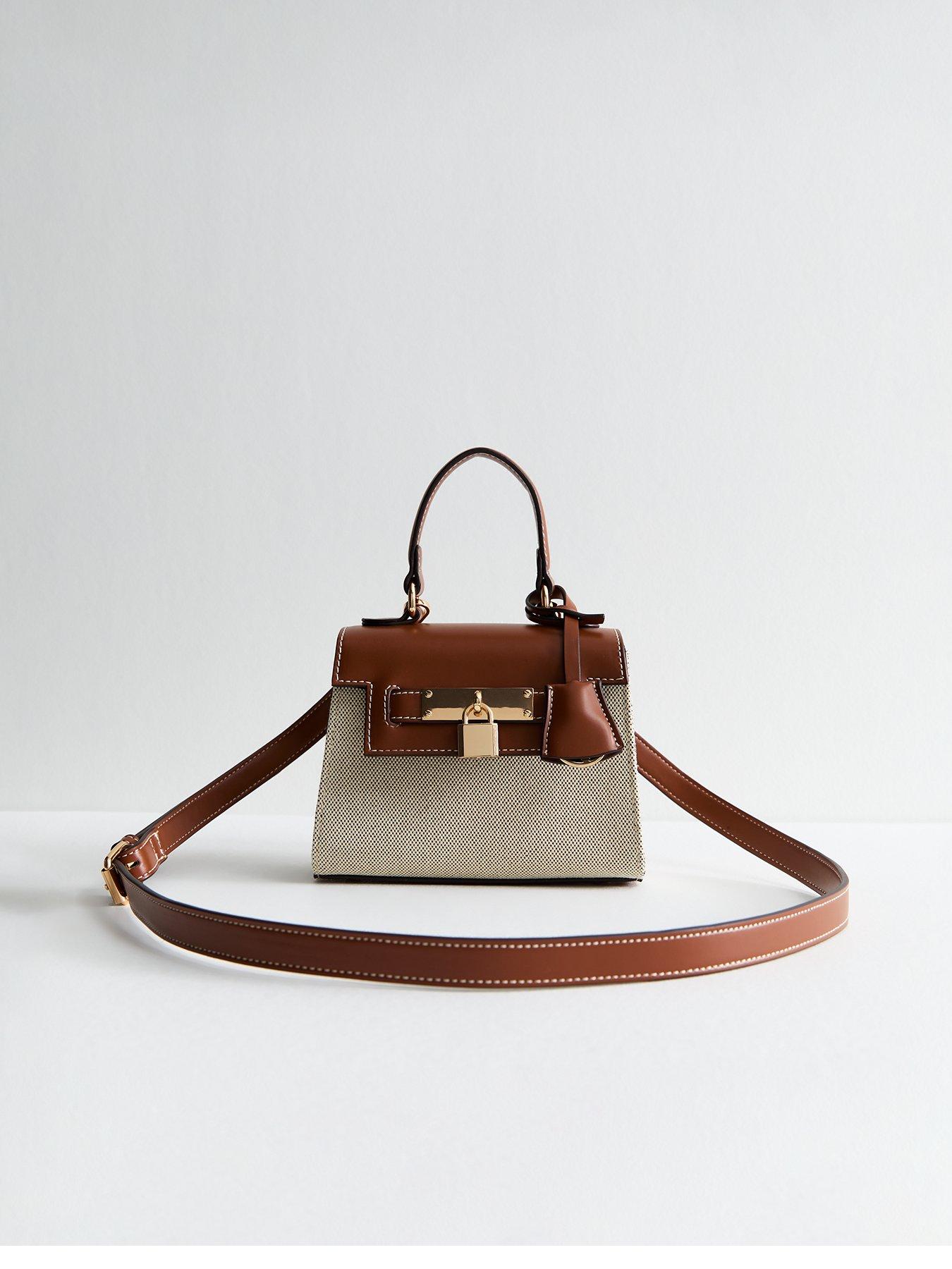New Look Talia Faux Leather and Canvas Mini Crossbody Bag - Brown | Very