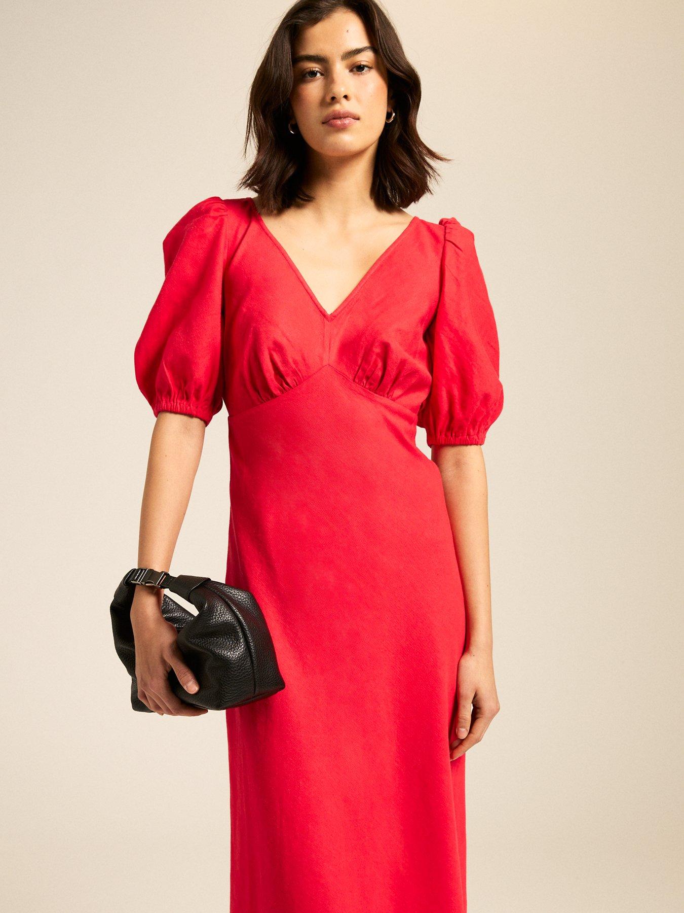 New Look Bow Tie Back Midi Dress - Red | Very