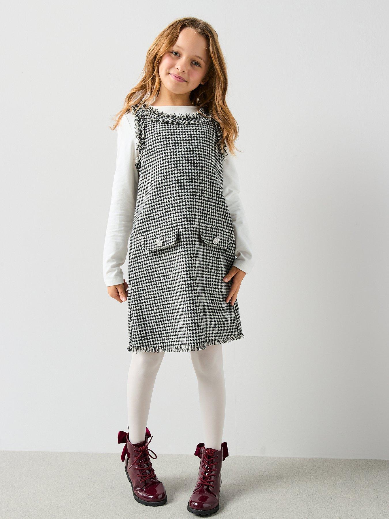 The Very Collection Girls Boucle Pinny And Shirt Set - Cream | Very