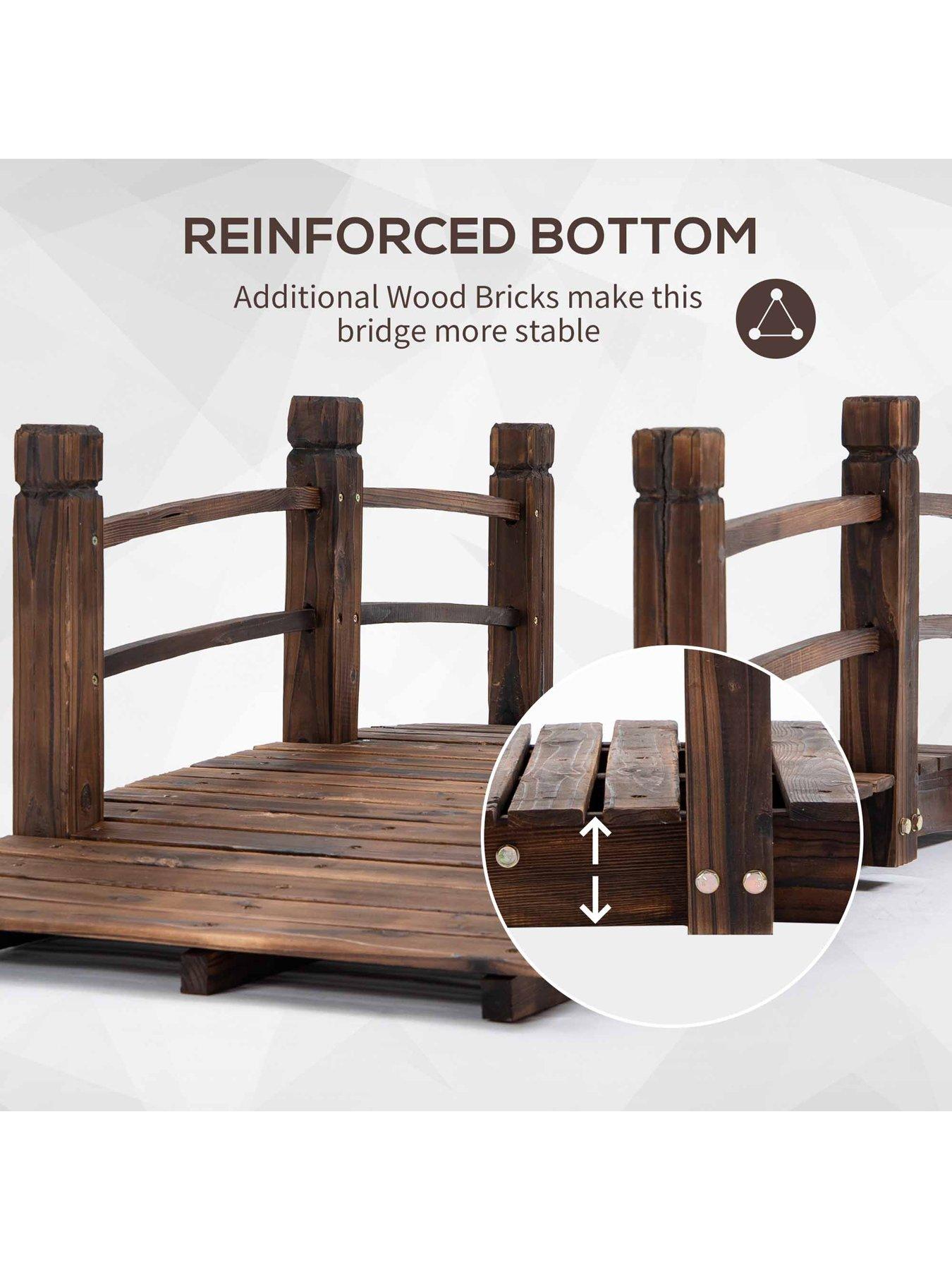 OutSunny 1.5M Wooden Garden Bridge Lawn Décor Stained Finish Arc ...