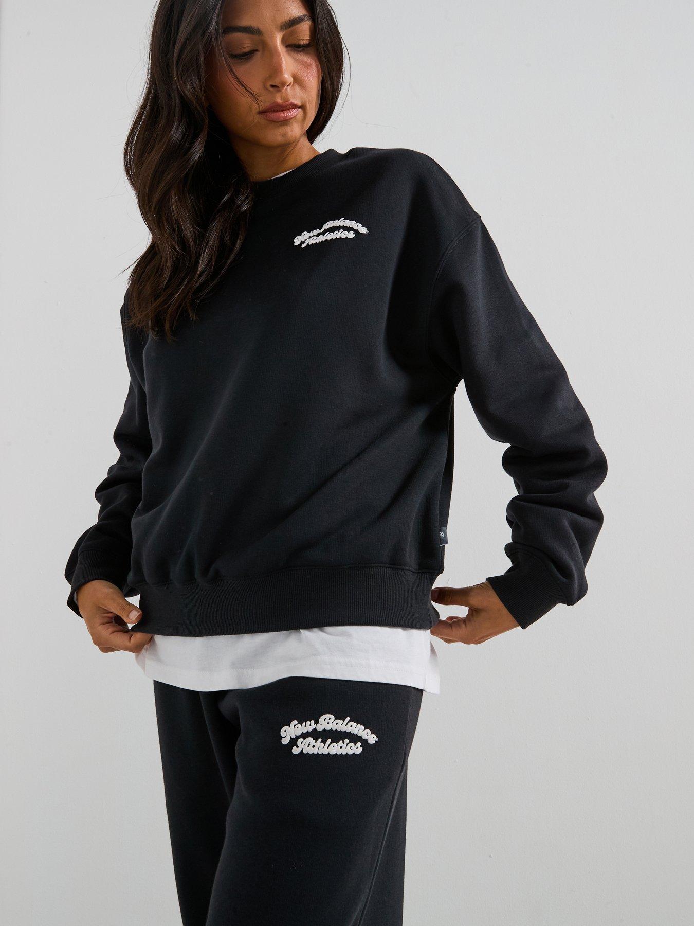 New Balance Womens Linear Heritage Fleece Sweatshirt - Black | Very