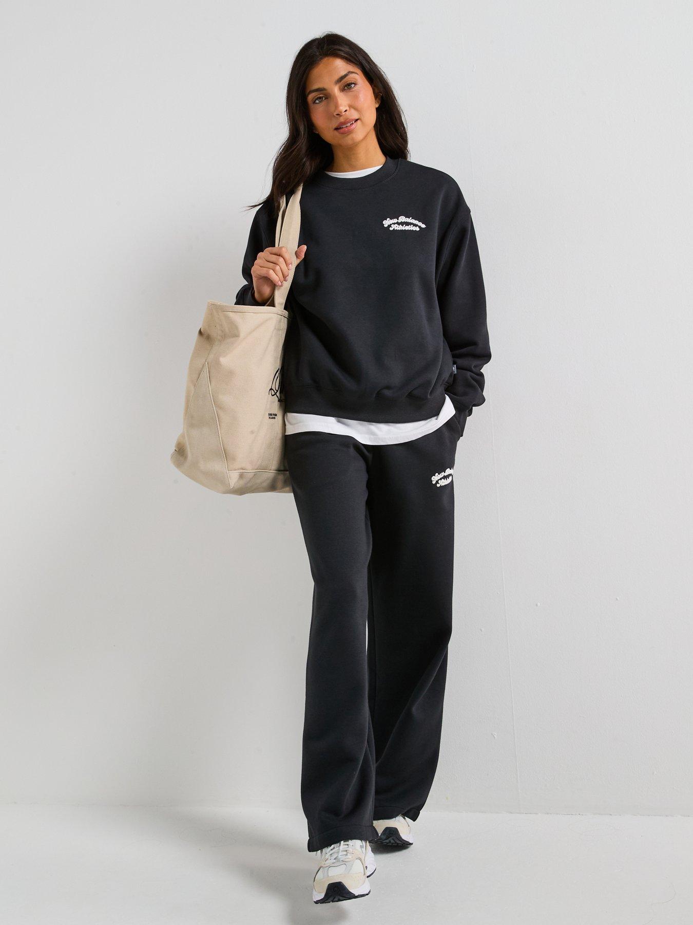 New Balance Womens Linear Heritage Fleece Sweatshirt - Black | Very