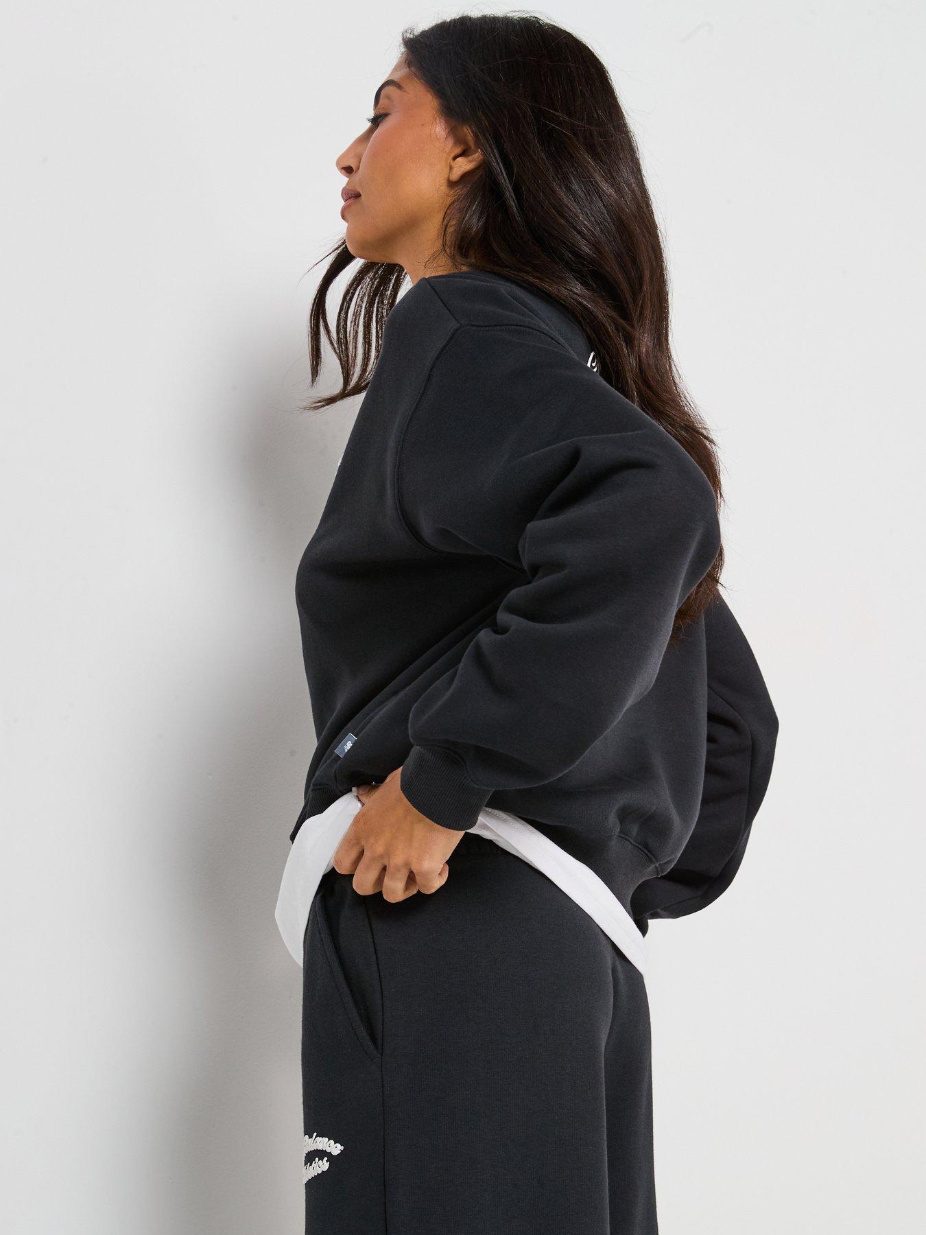 New Balance Womens Linear Heritage Fleece Sweatshirt - Black | Very
