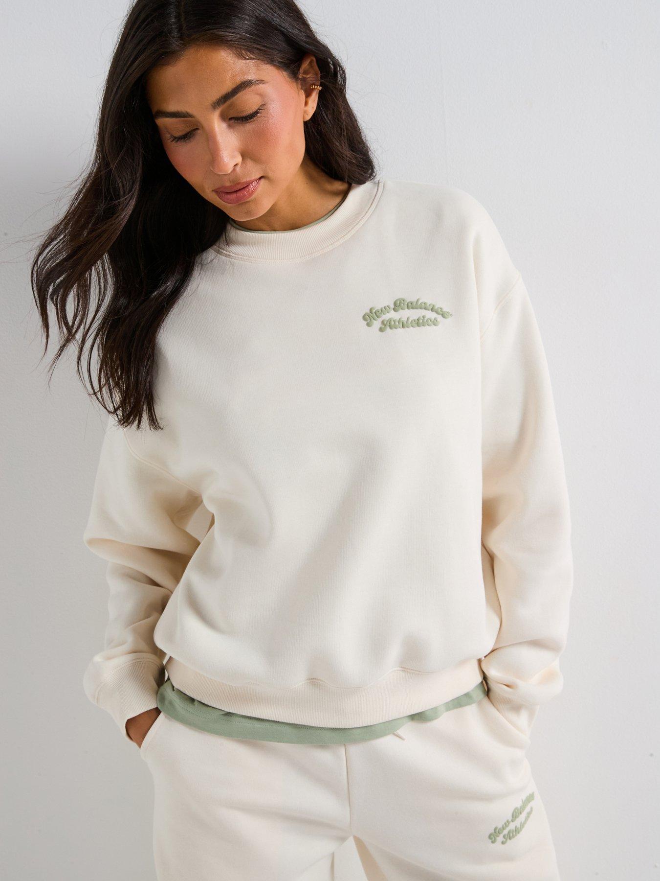 New Balance Womens Linear Heritage Fleece Sweatshirt - Beige | Very