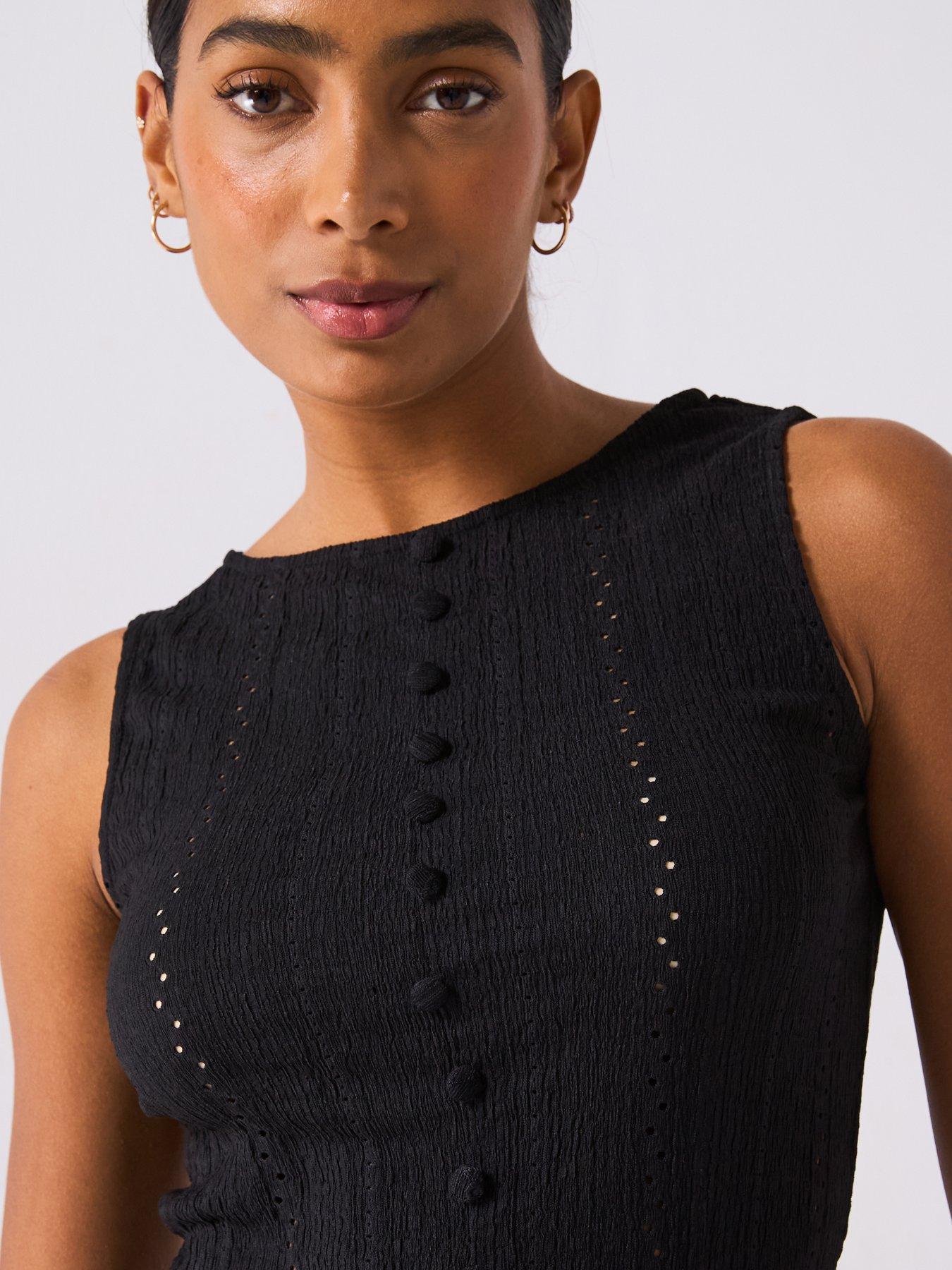 V by Very Broderie Drop Waist Mini Dress - Black | Very