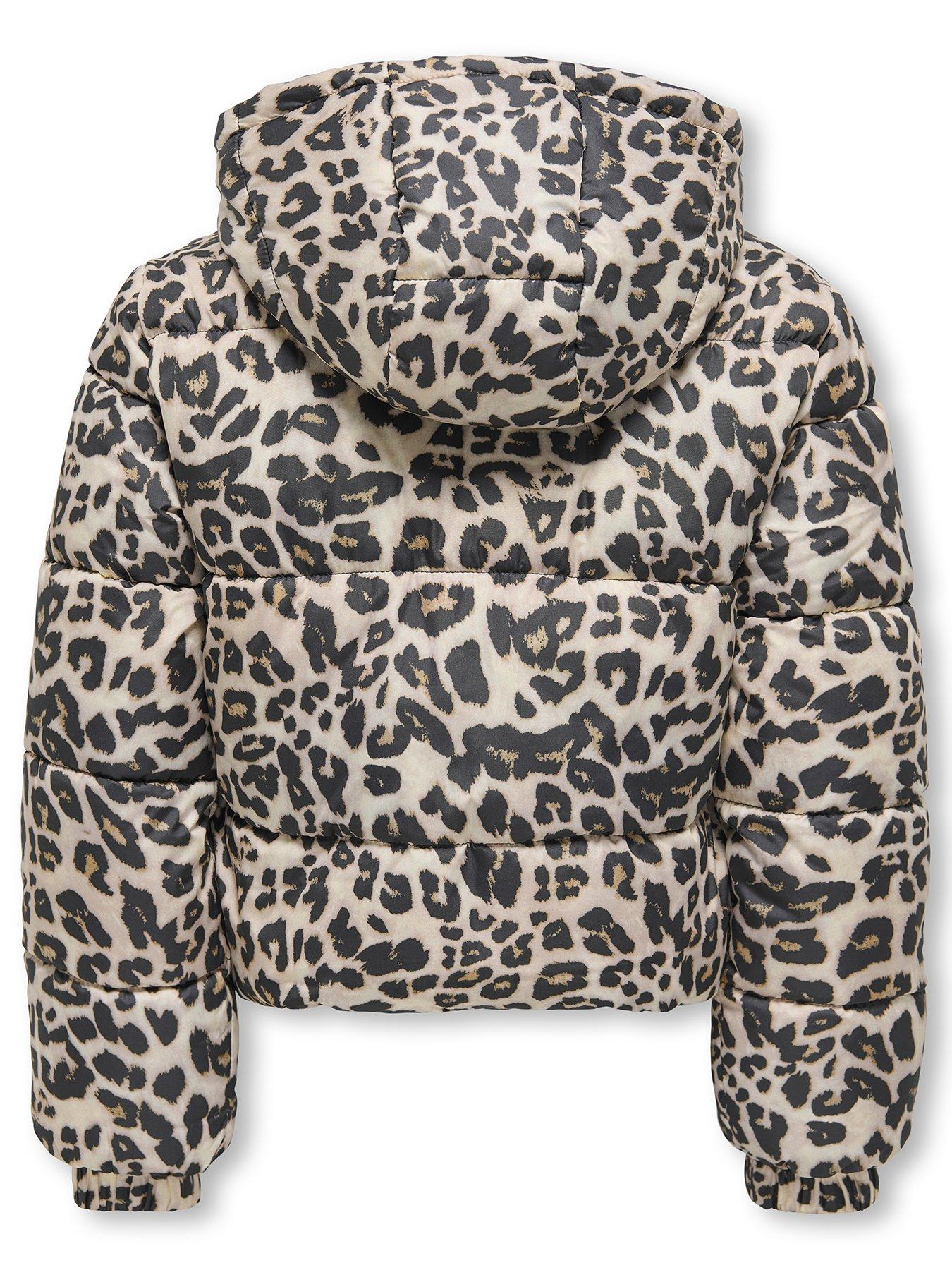 Only Kids Girls Leopard Print Padded Jacket - Beige | Very