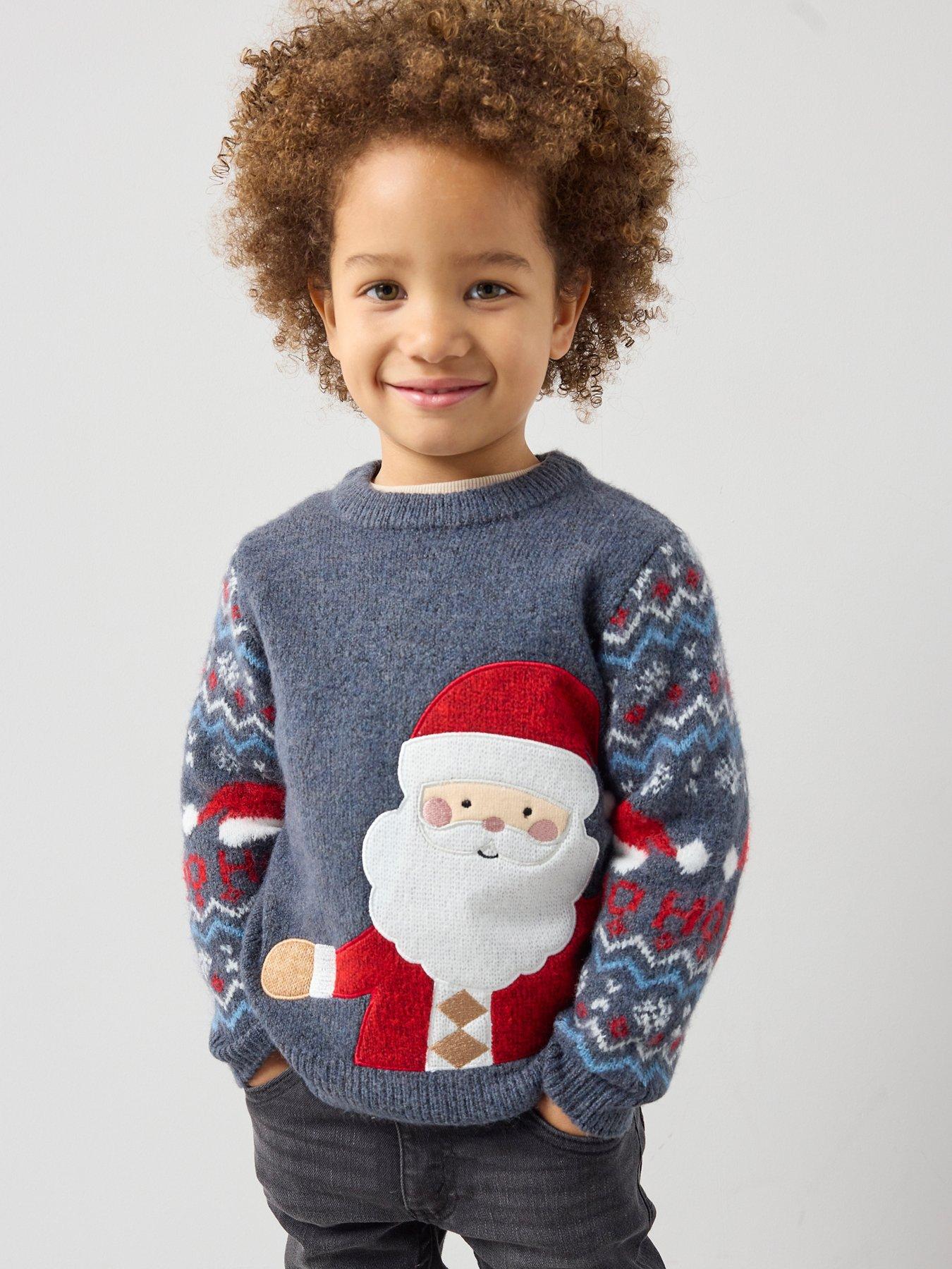 The Very Collection Boys Christmas Fairisle Santa Knitted Jumper ...