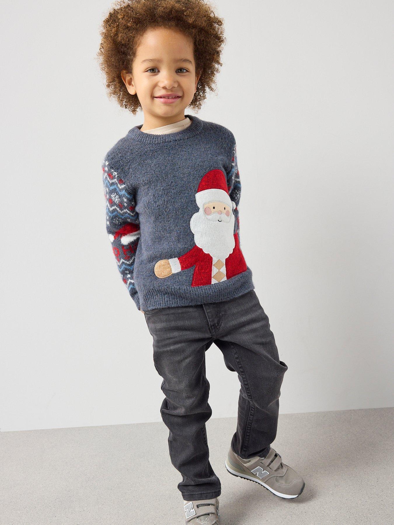 The Very Collection Boys Christmas Fairisle Santa Knitted Jumper ...