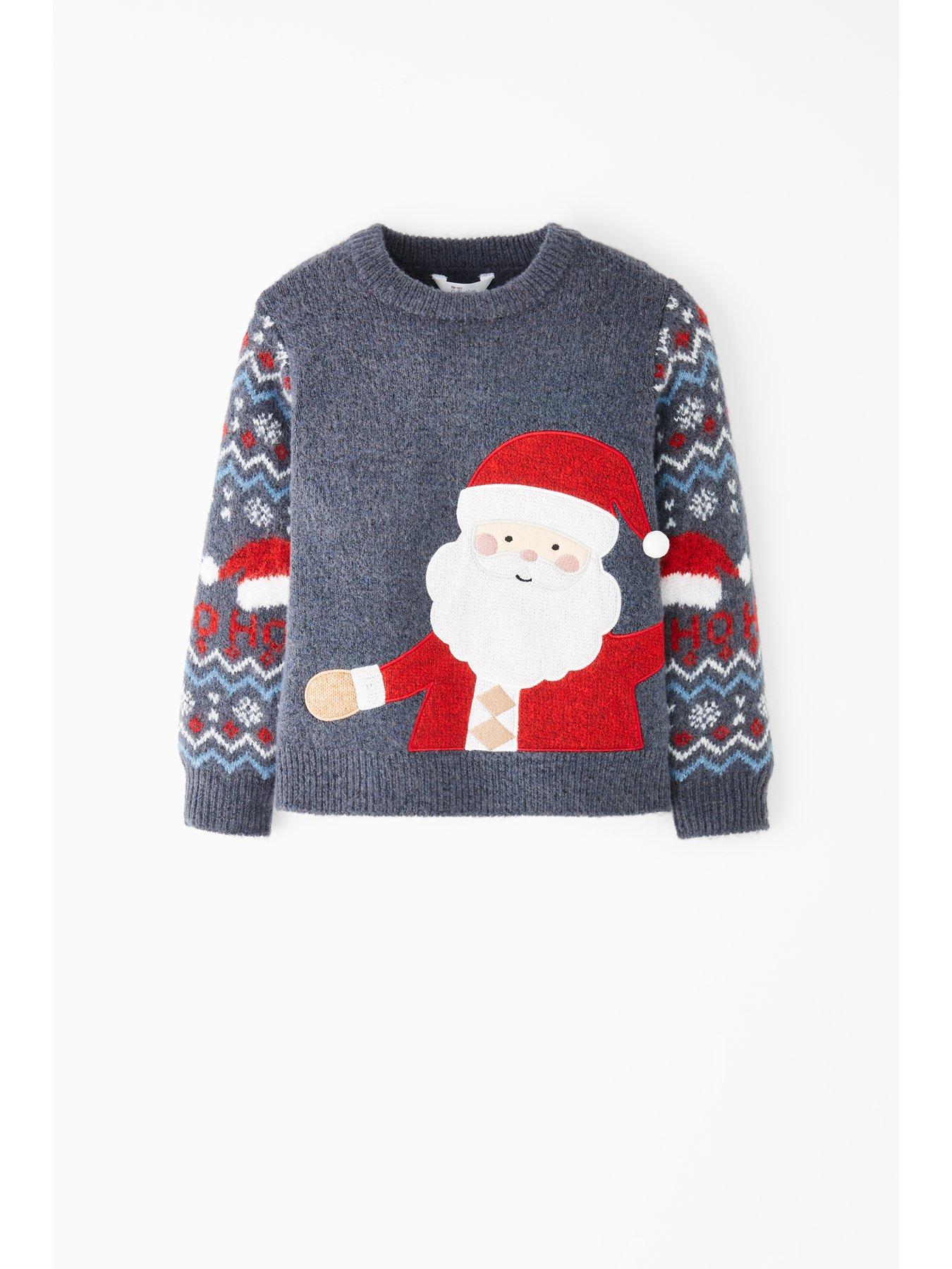 The Very Collection Boys Christmas Fairisle Santa Knitted Jumper ...