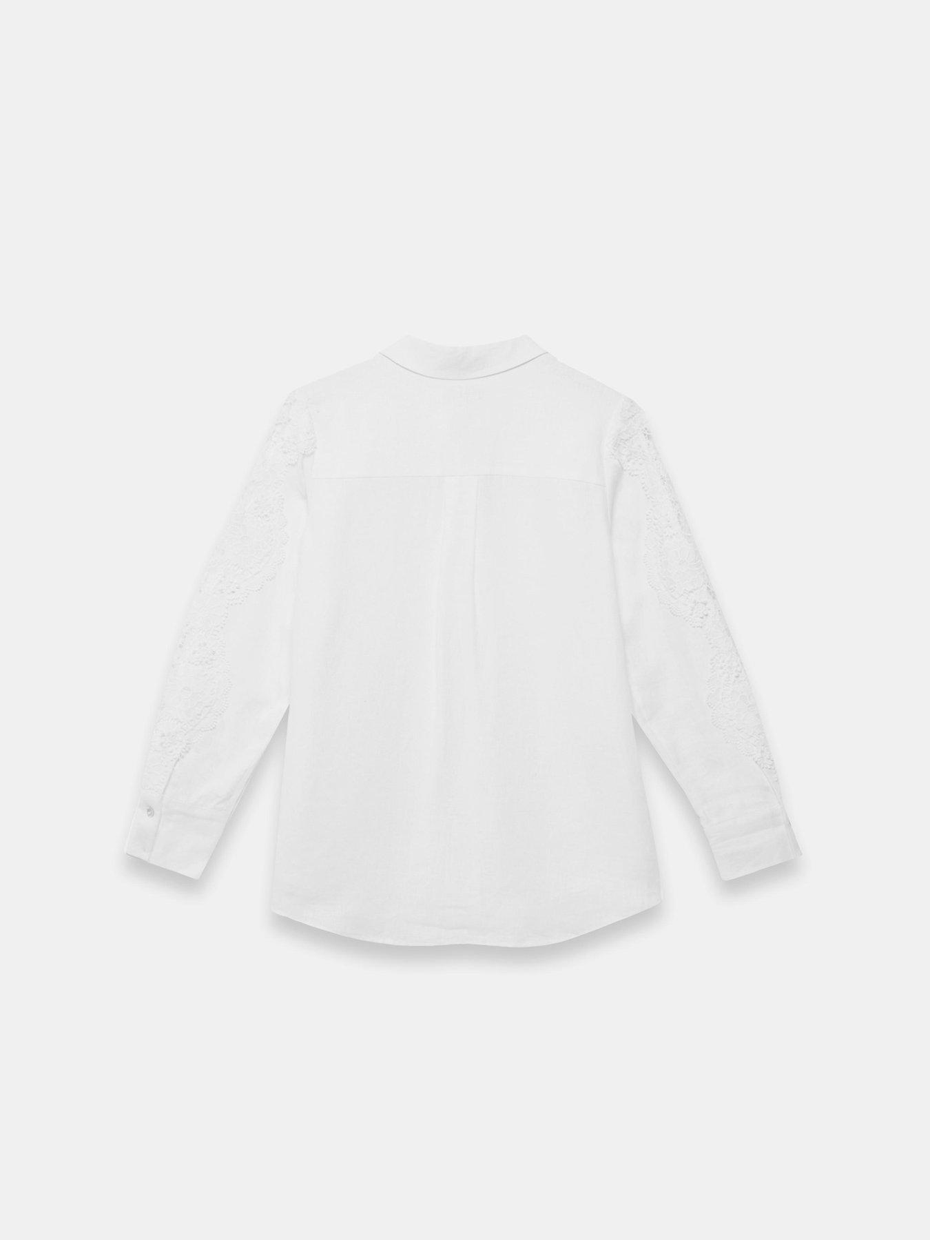 Mint Velvet Linen Lace Trim Shirt - White | Very