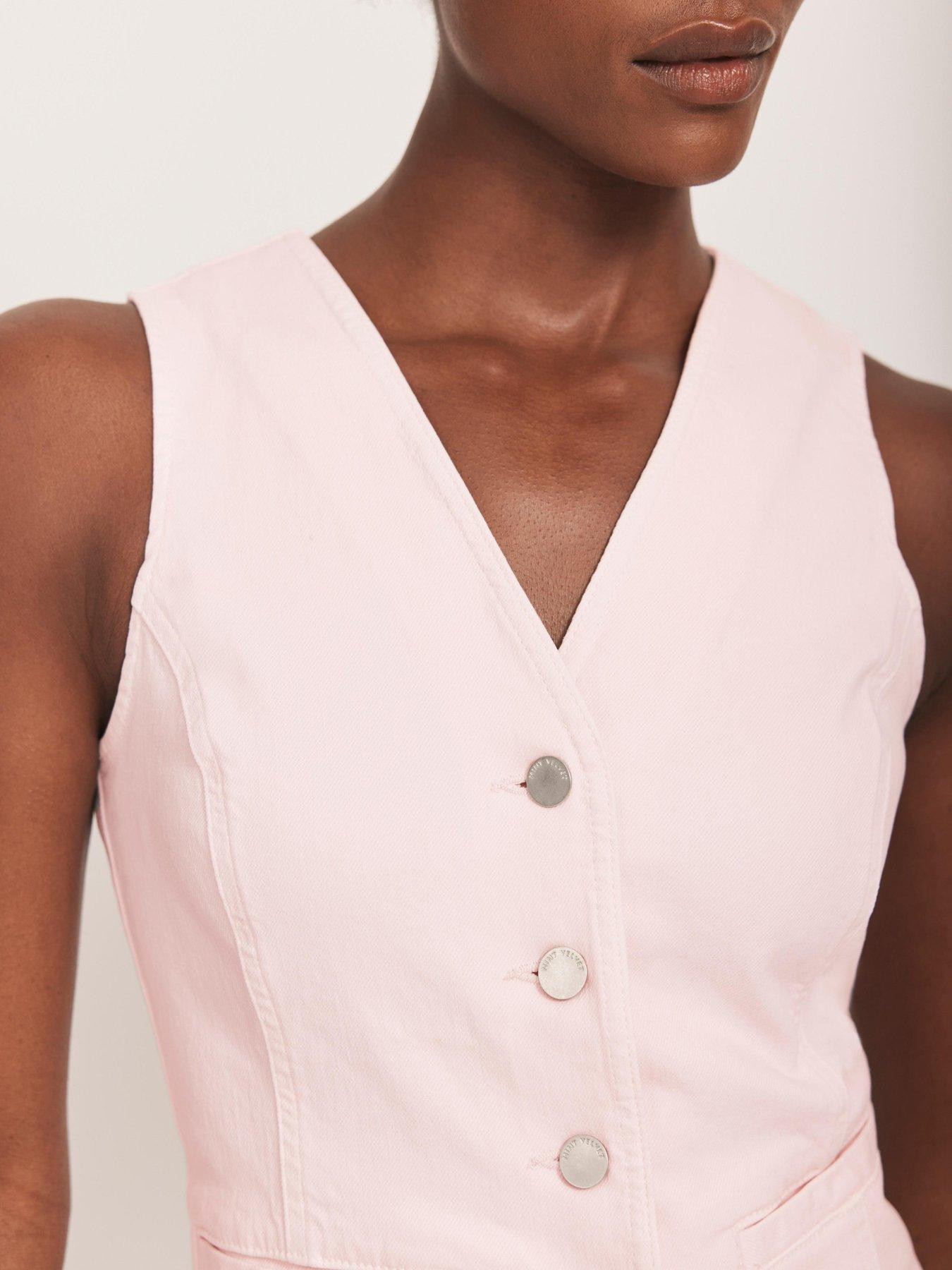 Mint Velvet Denim V Neck Waistcoat - Pink | Very